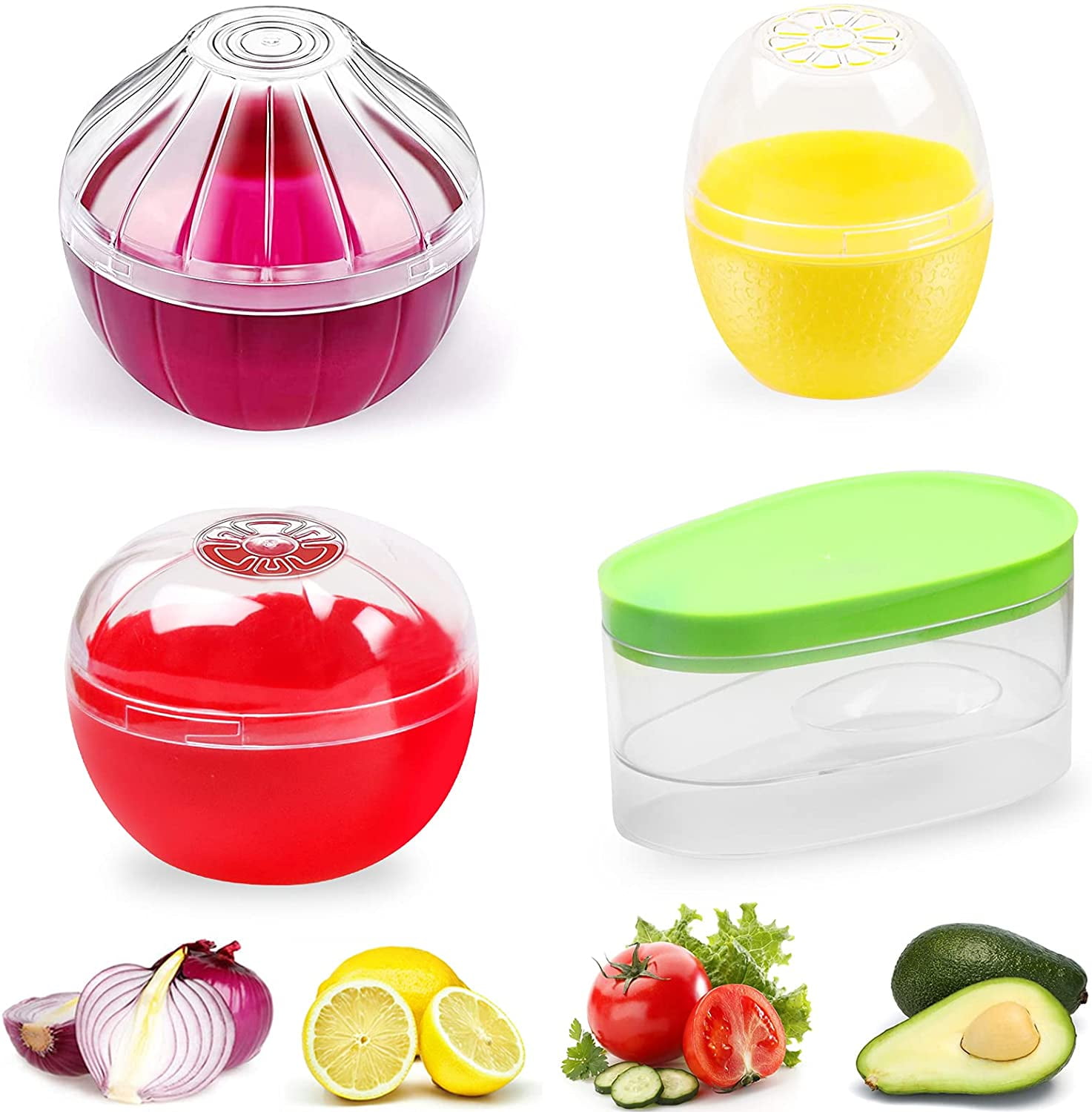 Fruit and Vegetable Storage Containers for Fridge 4 Piece Set, Onion ...