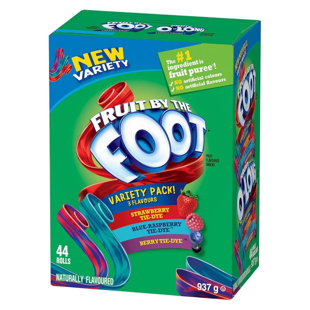 Fruit by the Foot Variety Pack, 44 Rolls, Strawberry Tie-Dye, Blue ...