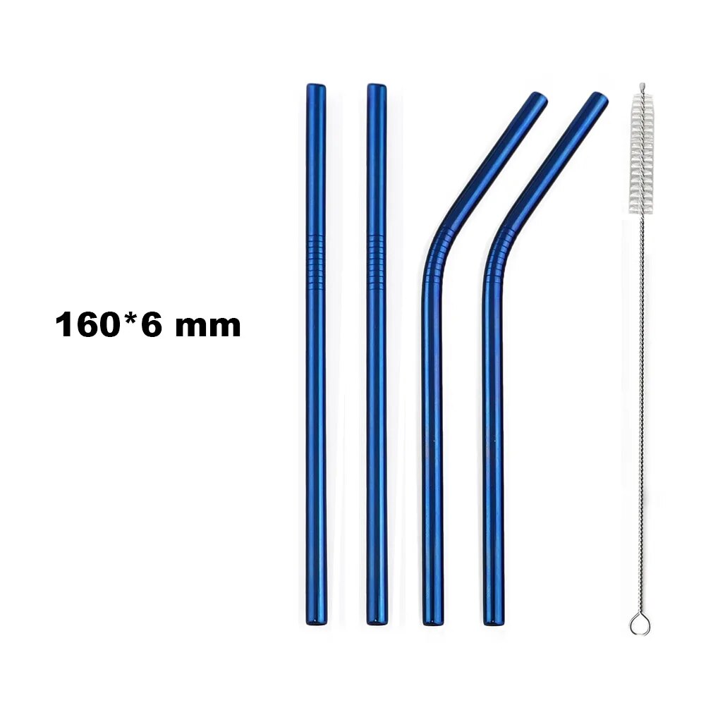 Fruit juice Straws Mini 160mm Short Rainbow Stainless Steel Metal ...