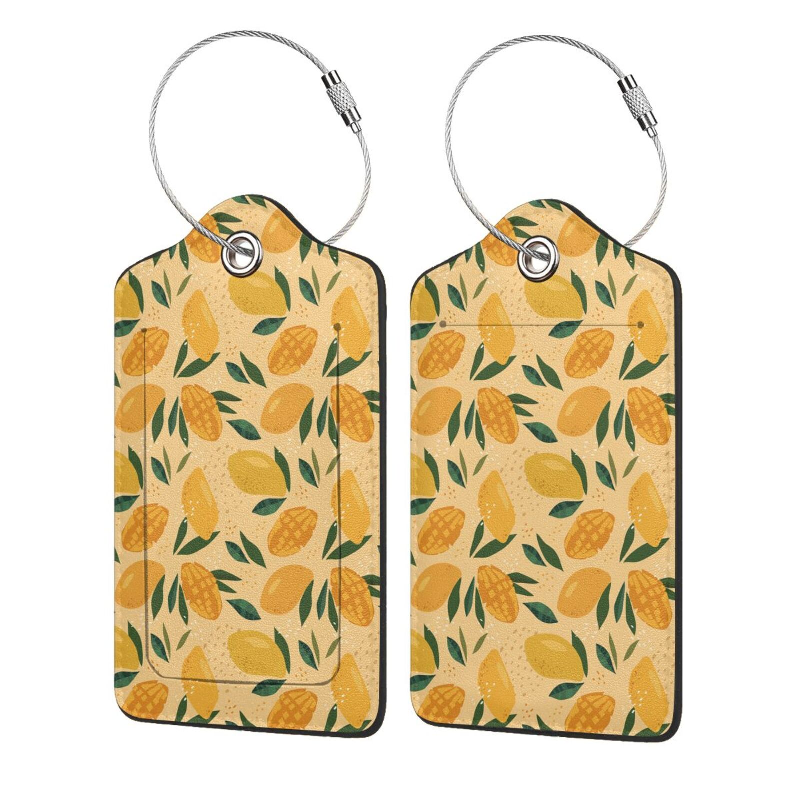 Fruit of Mango and Leaves Pattern Luggage Tags for Suitcase PU Privacy ...