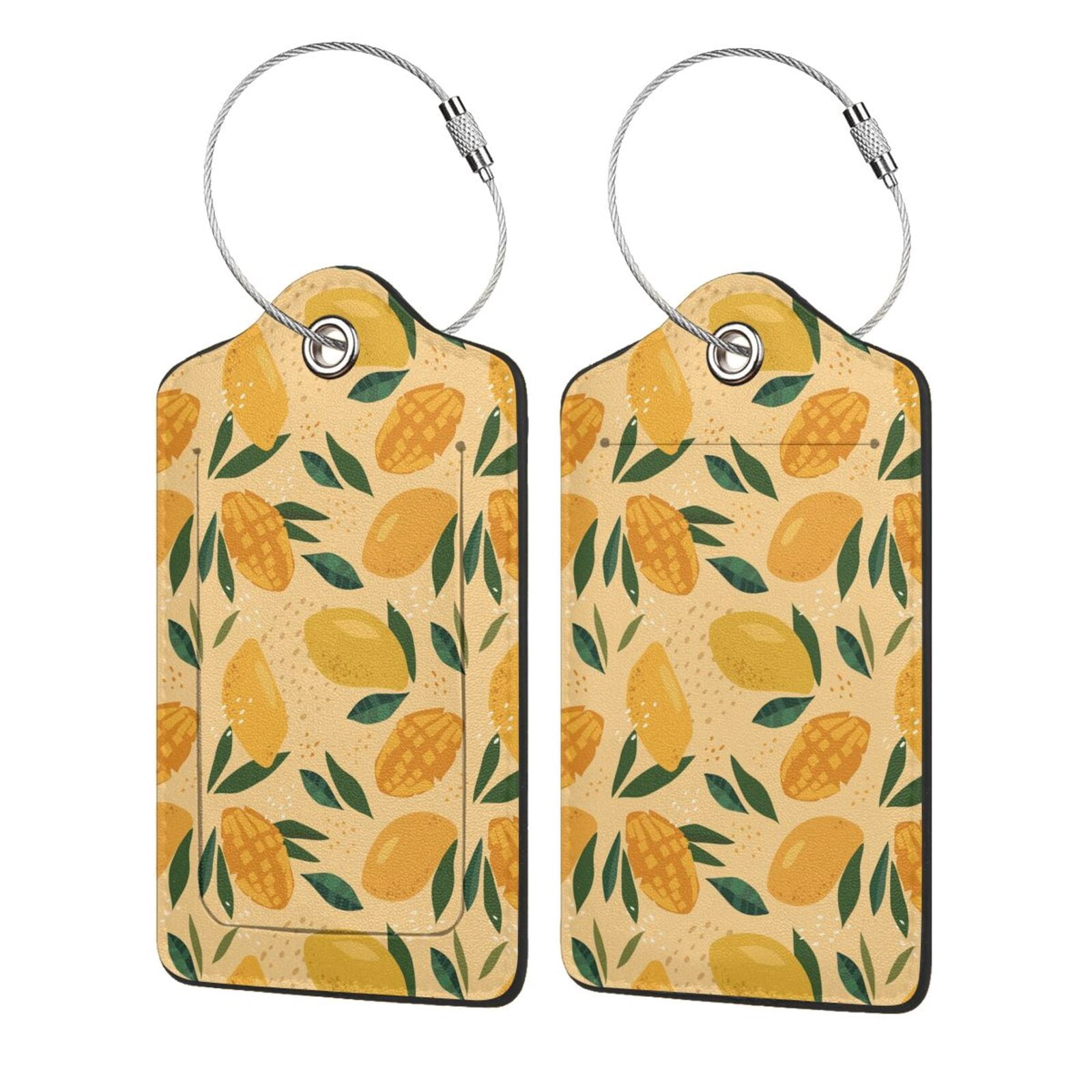 Fruit of Mango and Leaves Pattern Luggage Tags for Suitcase PU Privacy ...