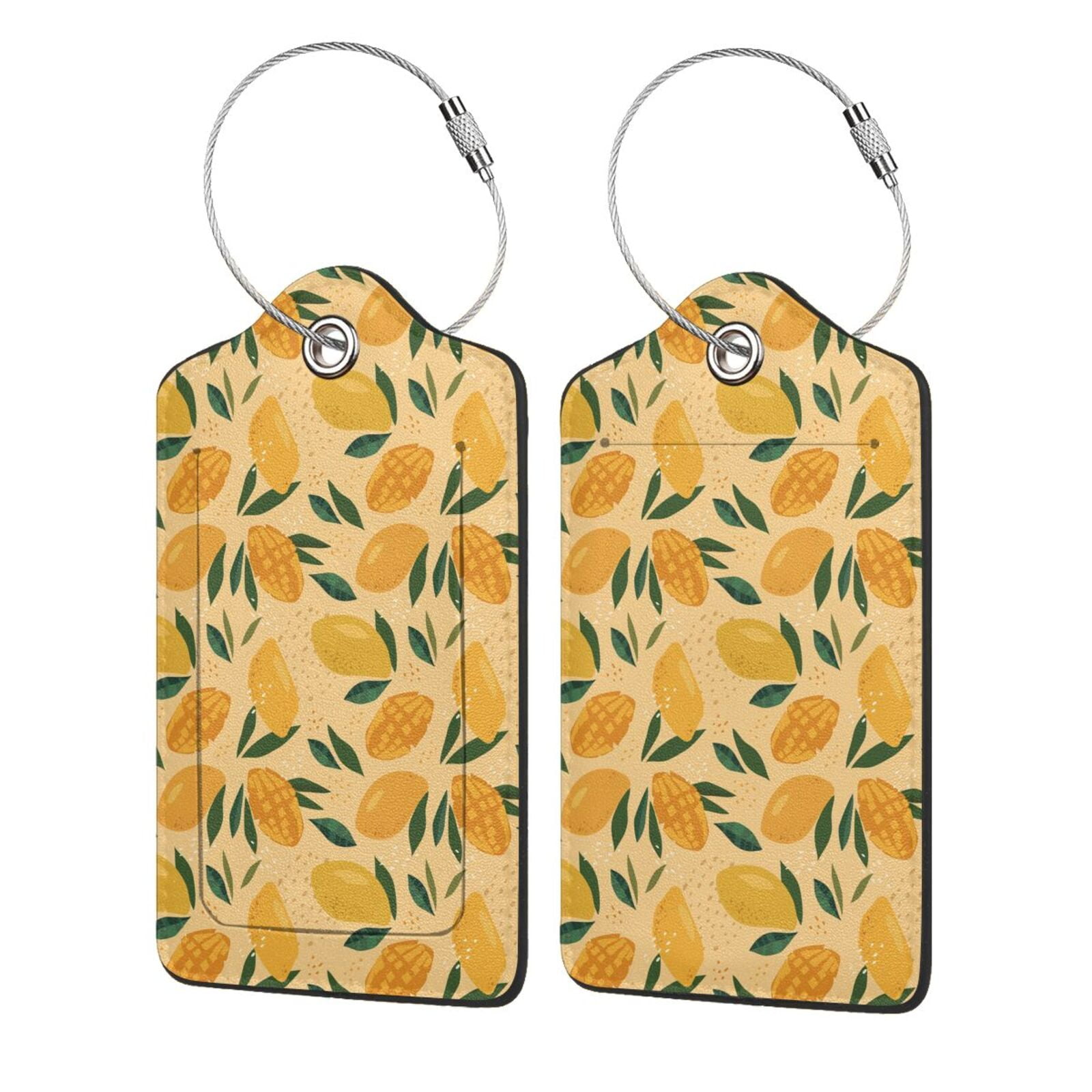 Fruit of Mango and Leaves Pattern Luggage Tags for Suitcase PU Privacy ...