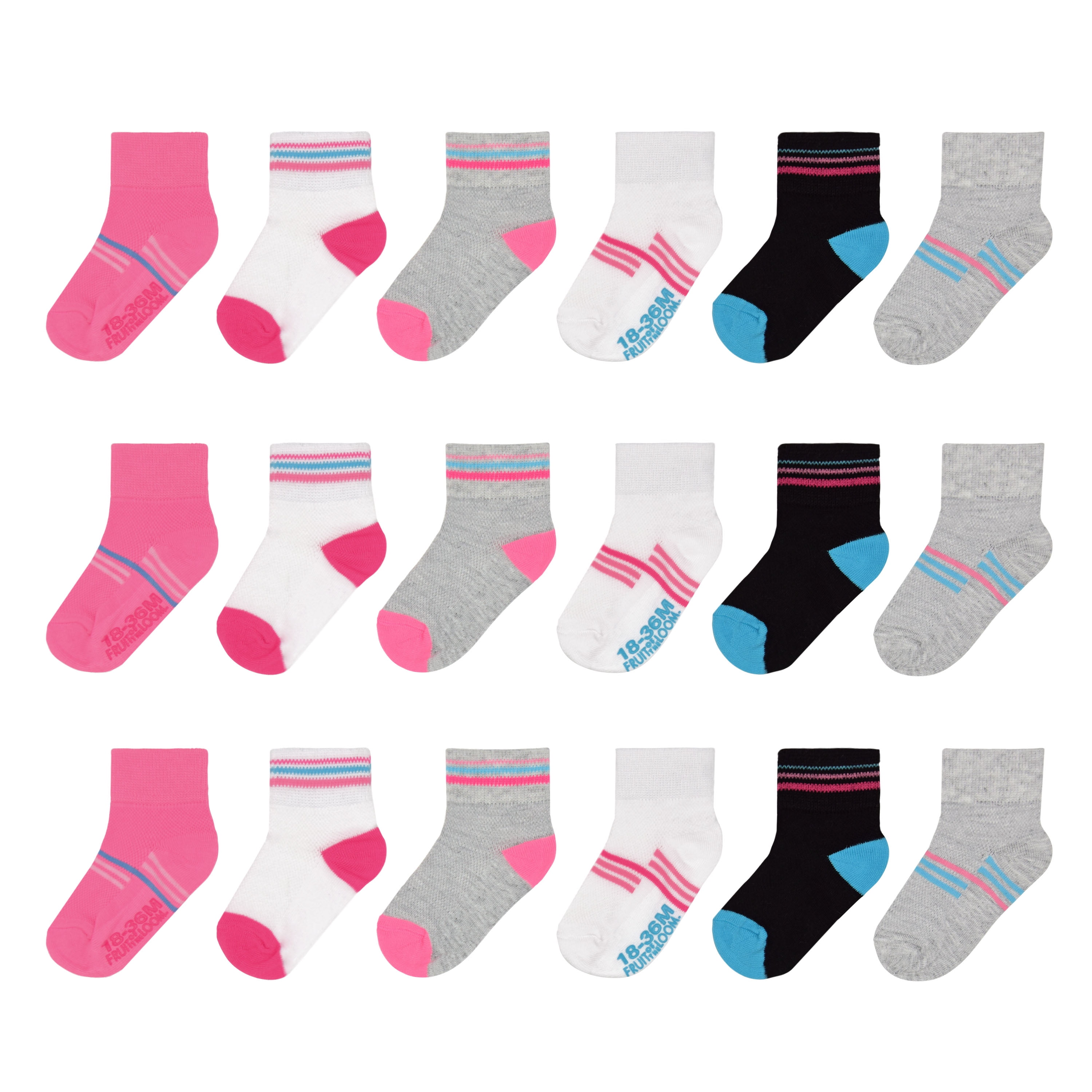 Fruit of The Loom Baby and Toddler Girl Breathable Cool Zone Ankle ...