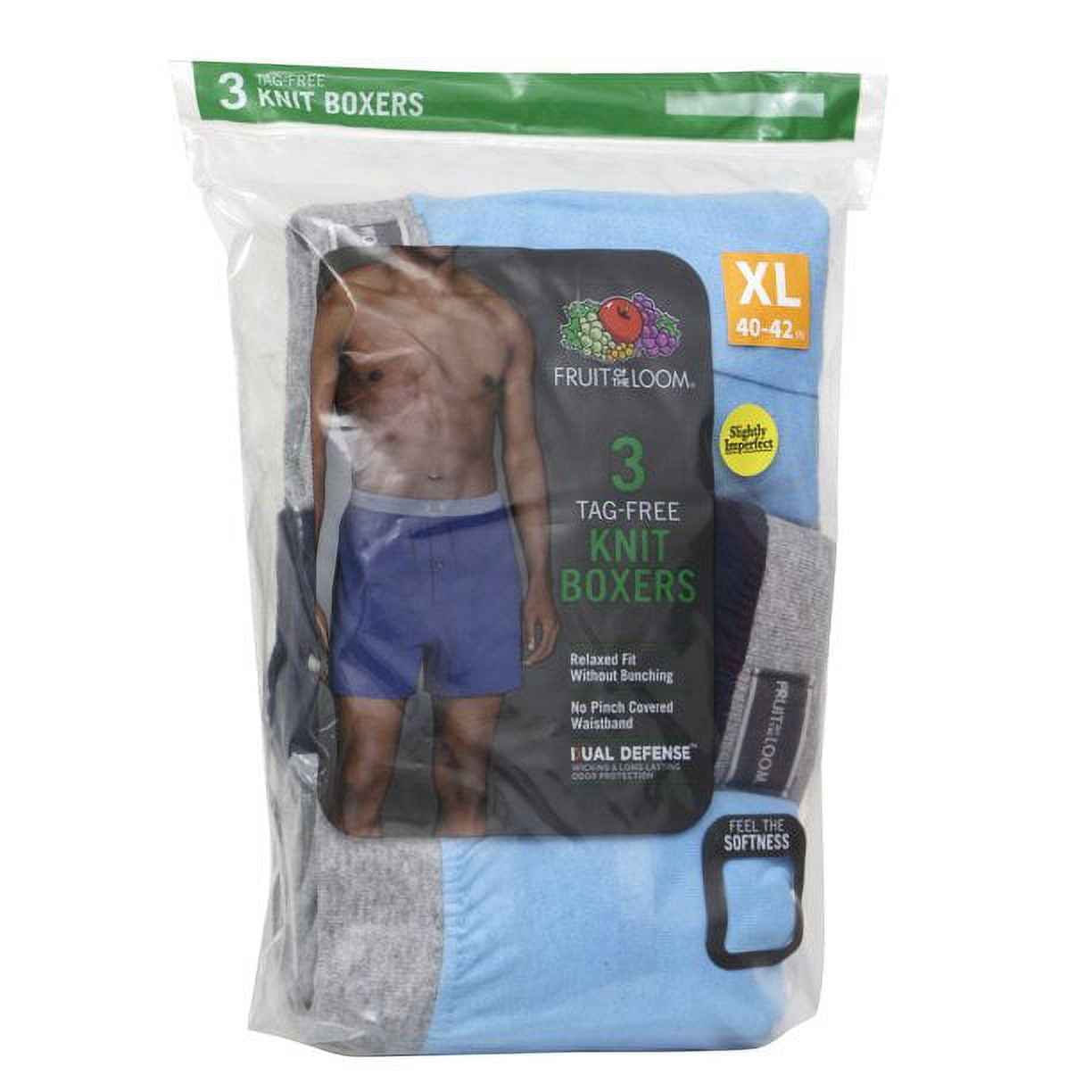 Fruit of The Loom Men's 3 Pack Dual Defense Relaxed Fit Knit Boxers ...