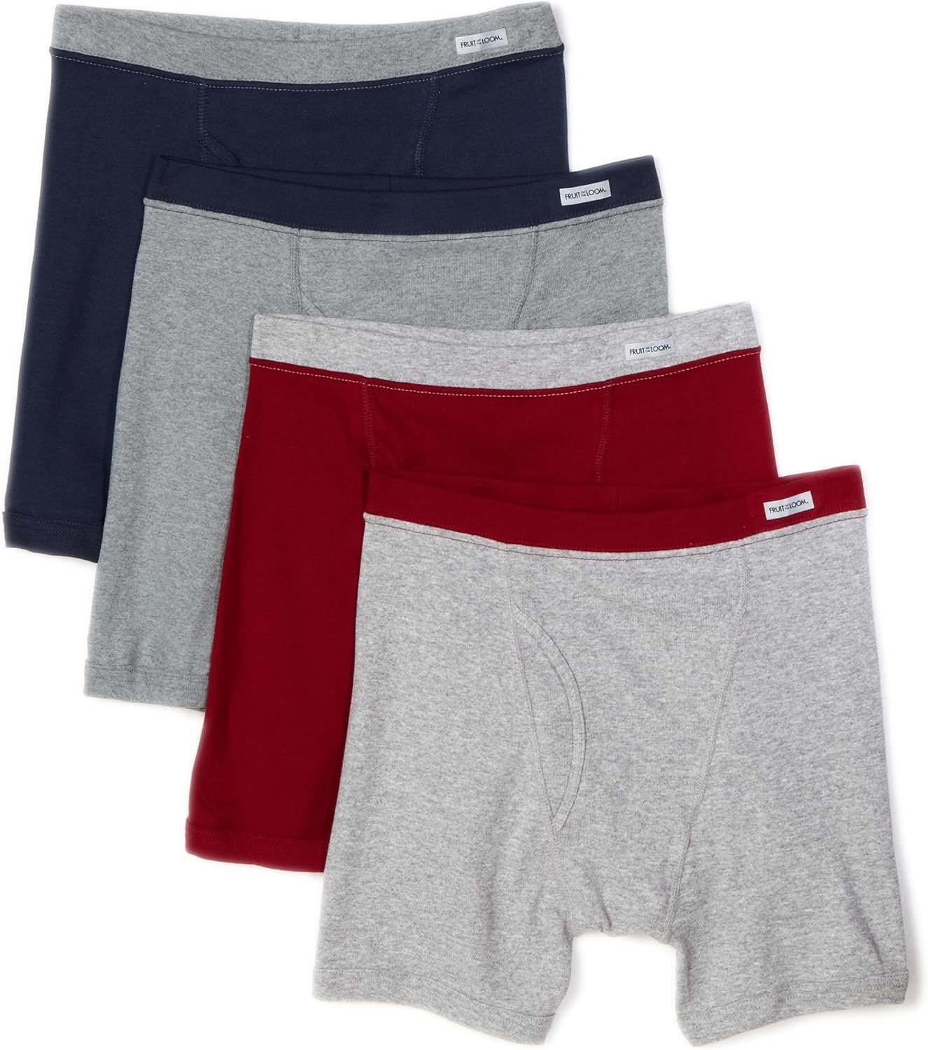 Fruit of The Loom Men's Covered Waistband Traditional Fly Boxer Briefs ...
