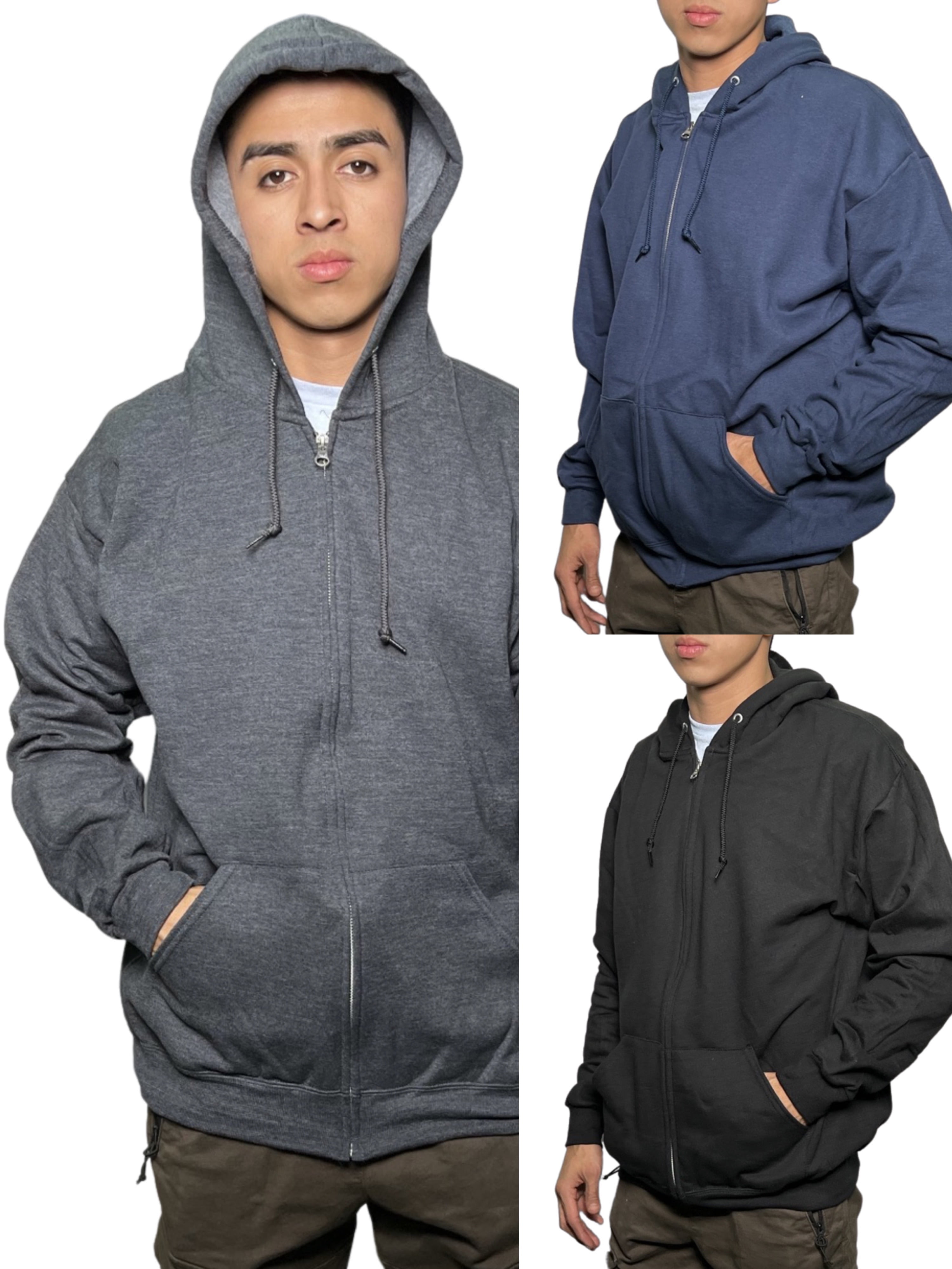 Fruit of The Loom Men's Fleece Zip Hooded Sweatshirt 2 Pockets Relaxed ...