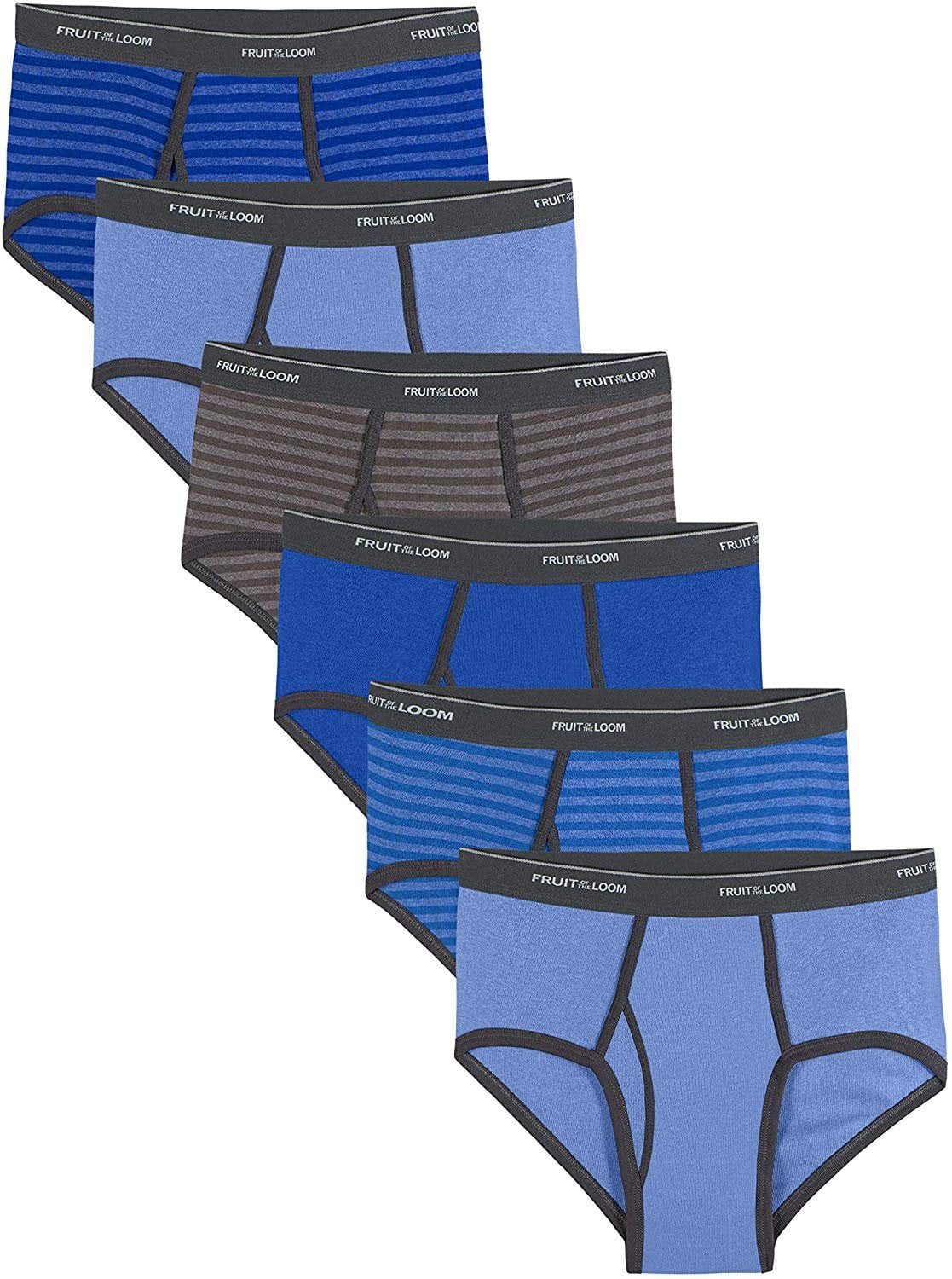 Fruit of The Loom Men's Stripe Solid Fashion BriefPack of 6 Solids and ...