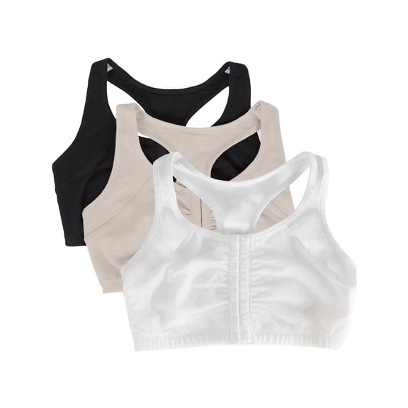 Fruit of The Loom Womens 3-Pack Front Close Builtup Sports Bra ...