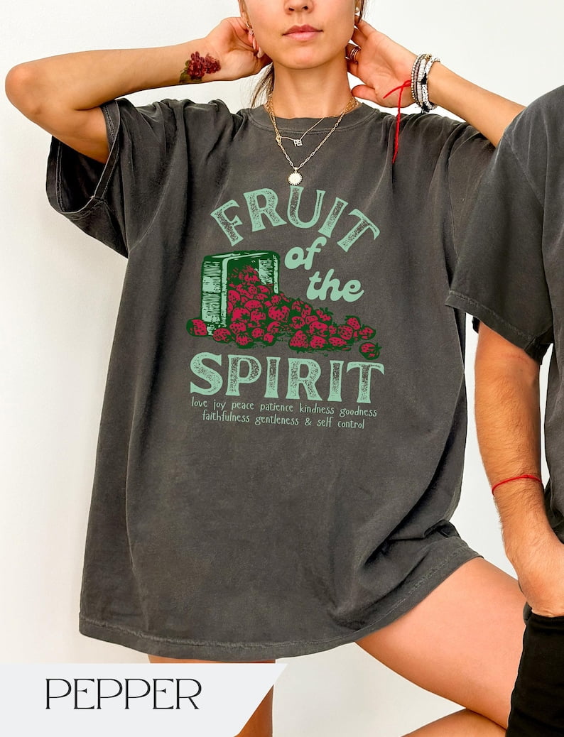 Fruit of The Spirit Christian Shirt, Retro Strawberry Graphic Tee ...