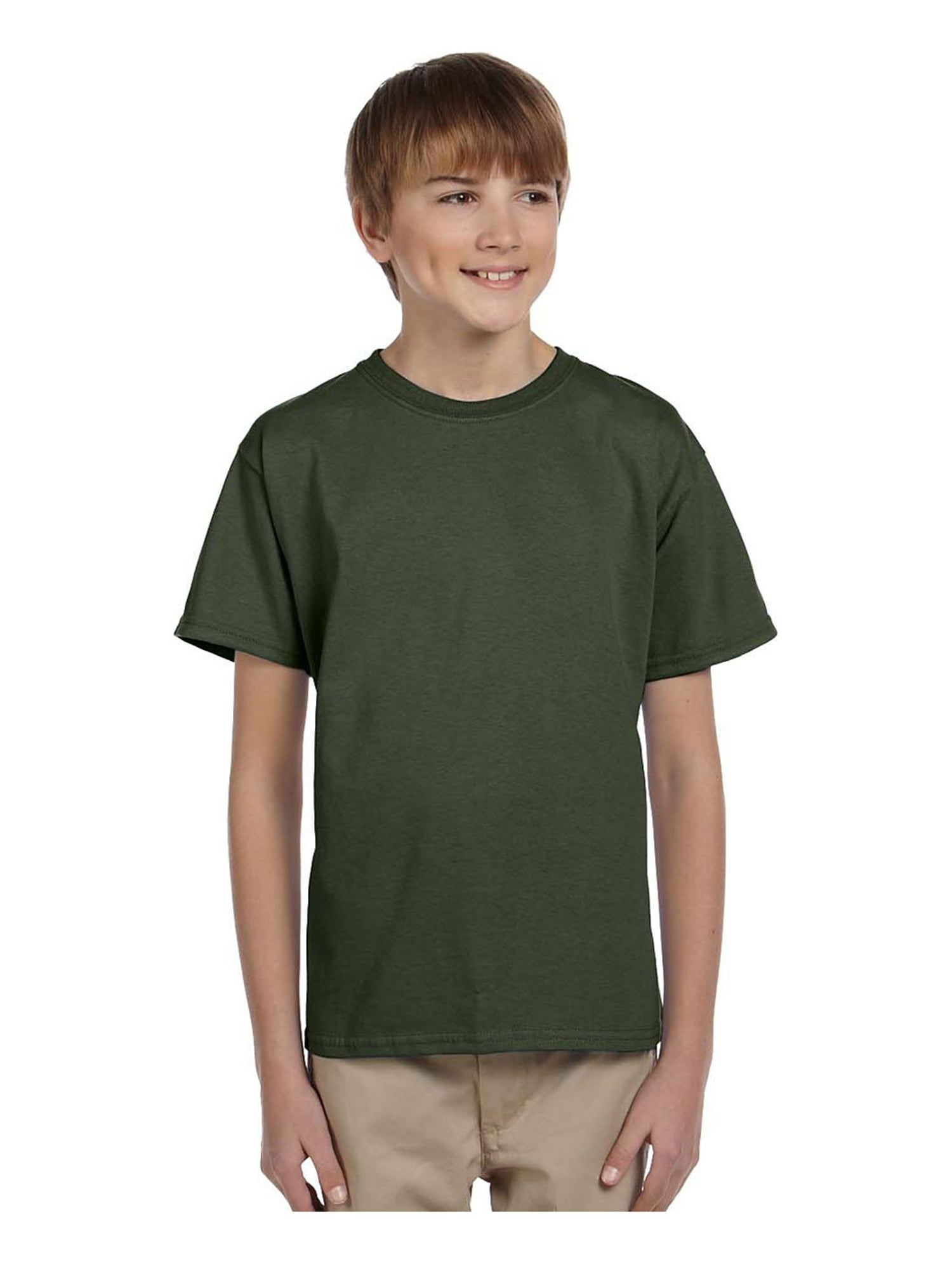 Fruit of the Loom Big Boy's Ribbed Collar Half-Sleeve T-Shirt, Style 3930B - Walmart.com