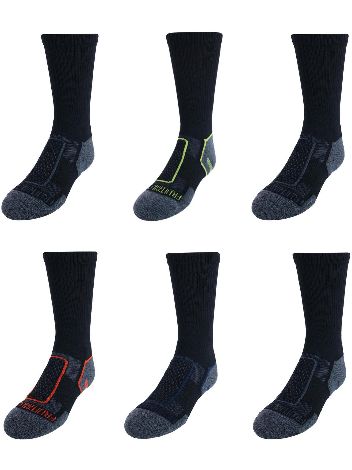 Fruit of the Loom Boy's Coolzone Soft Crew Socks, 6 Pack, Arch Support ...