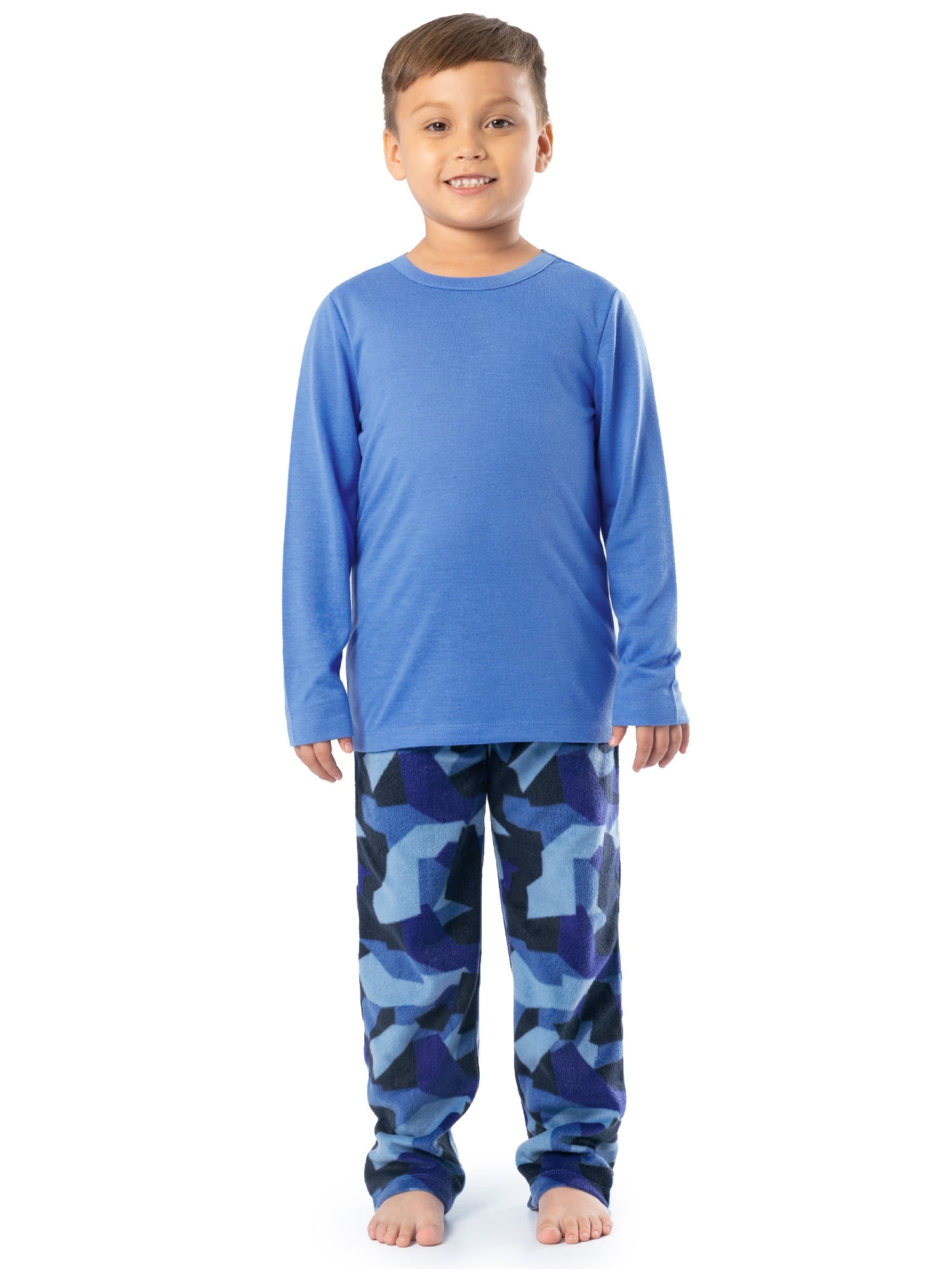 Fruit of the Loom Boys Long Sleeve Fleece Pajama Set, 2-Piece, Sizes 4 ...
