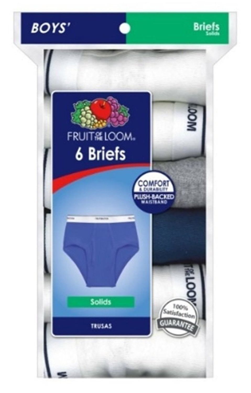Fruit of the Loom Boys' Brief (Pack of 6), Assorted, Large - Walmart.com