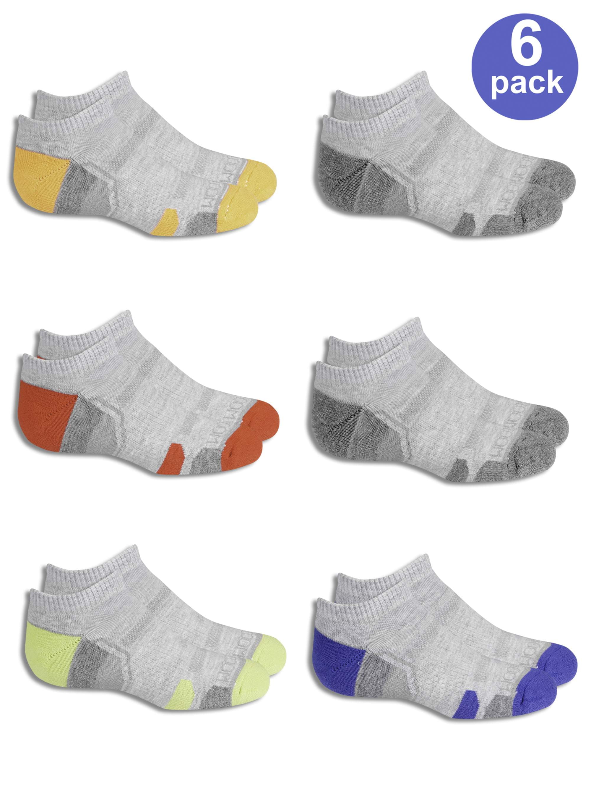 Fruit of the Loom Boys Socks, 6 Pack No Show Active Everyday Cushioned ...