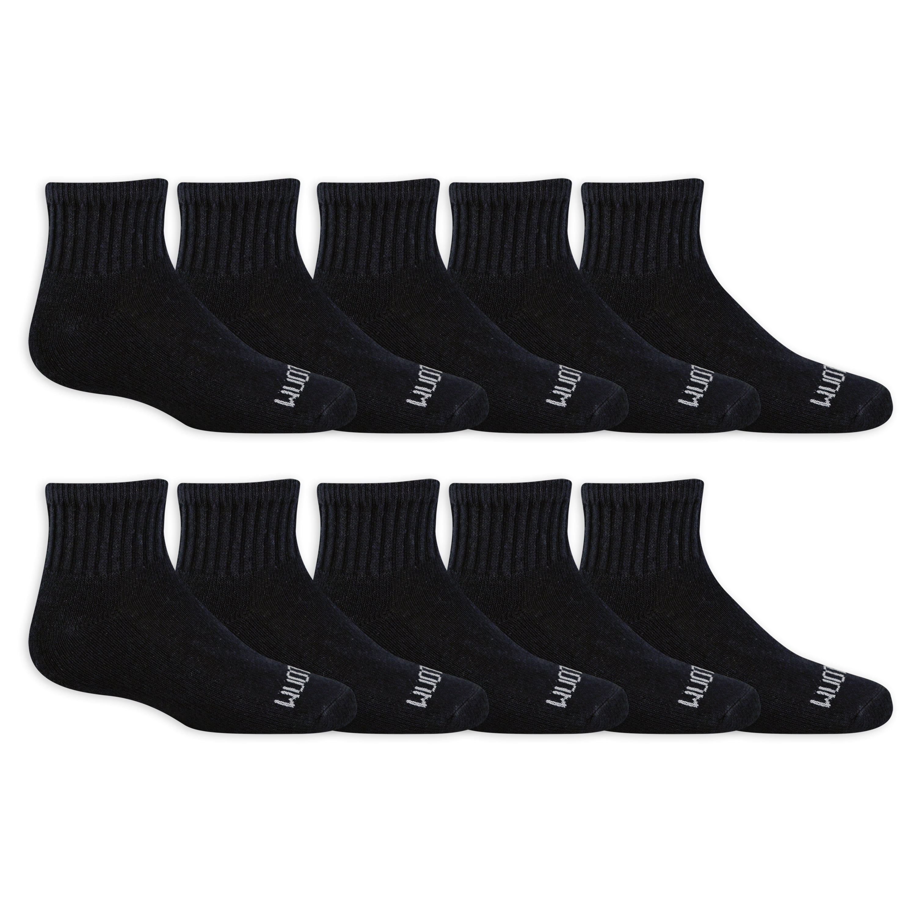 Fruit of the Loom Dual Defense Boys' Ankle Socks, Black, Sizes 9-2.5 ...