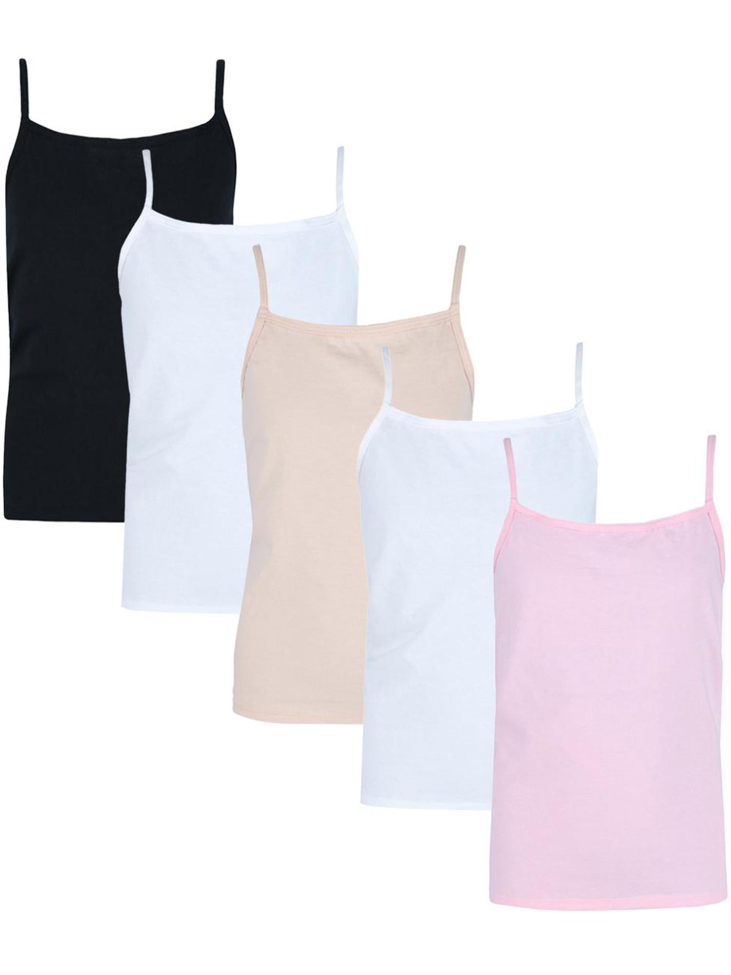 Fruit of the Loom Girl's Spin Cami Assorted 5 Pack, Cotton Camisoles ...