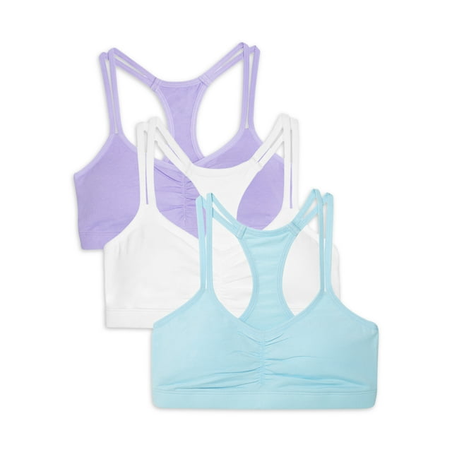 Fruit of the Loom Girls Cotton Stretch Sports Bra, 3-Pack Sizes 28-40 ...