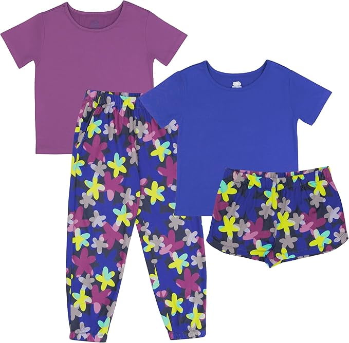 Fruit of the Loom Girls' Getaway Loose Fit 4-Piece Pajama Set - Walmart.com