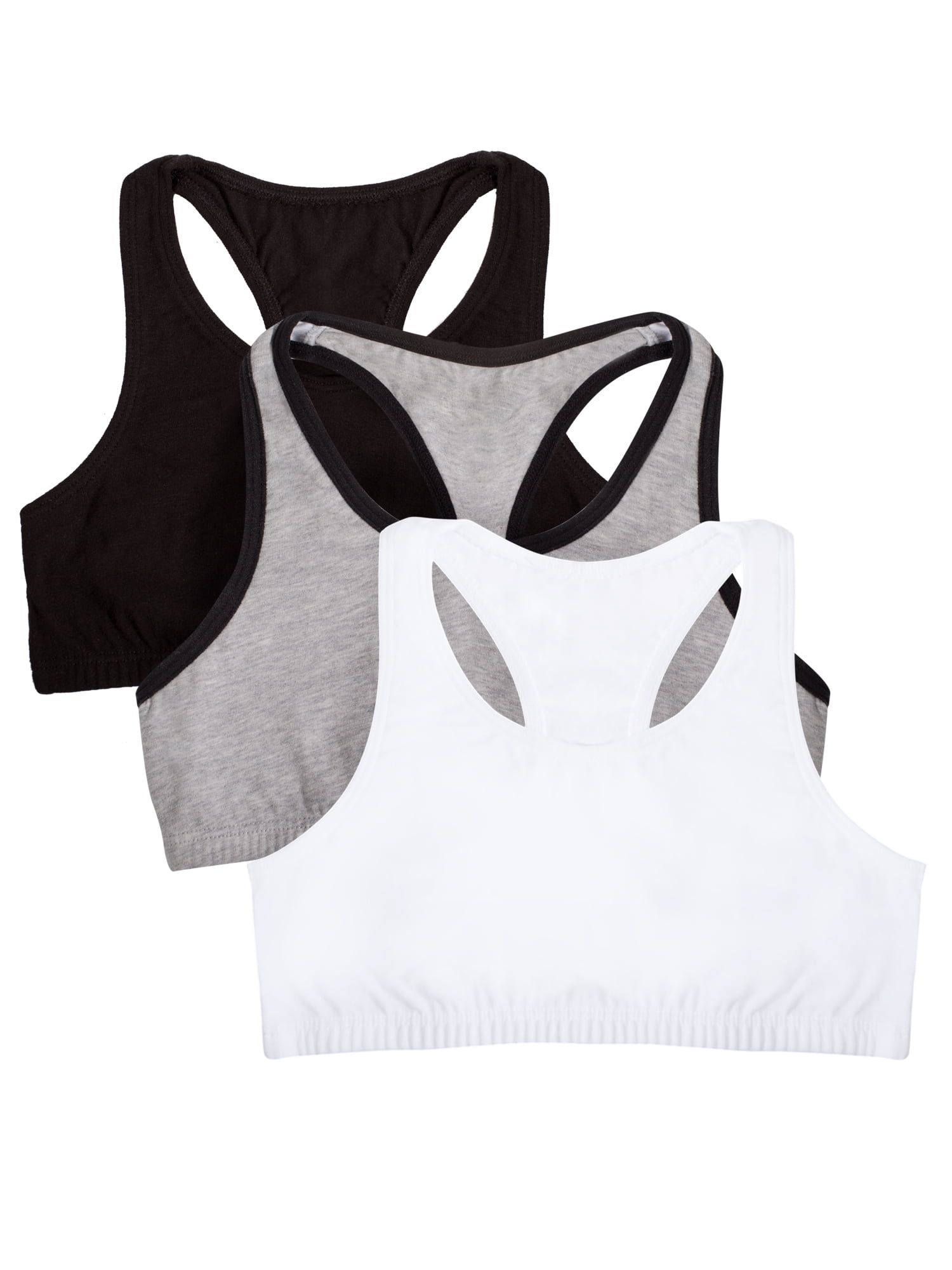 Fruit of the Loom Girls Pull Over Built Up Strap Cotton Sport Bra, 3 ...