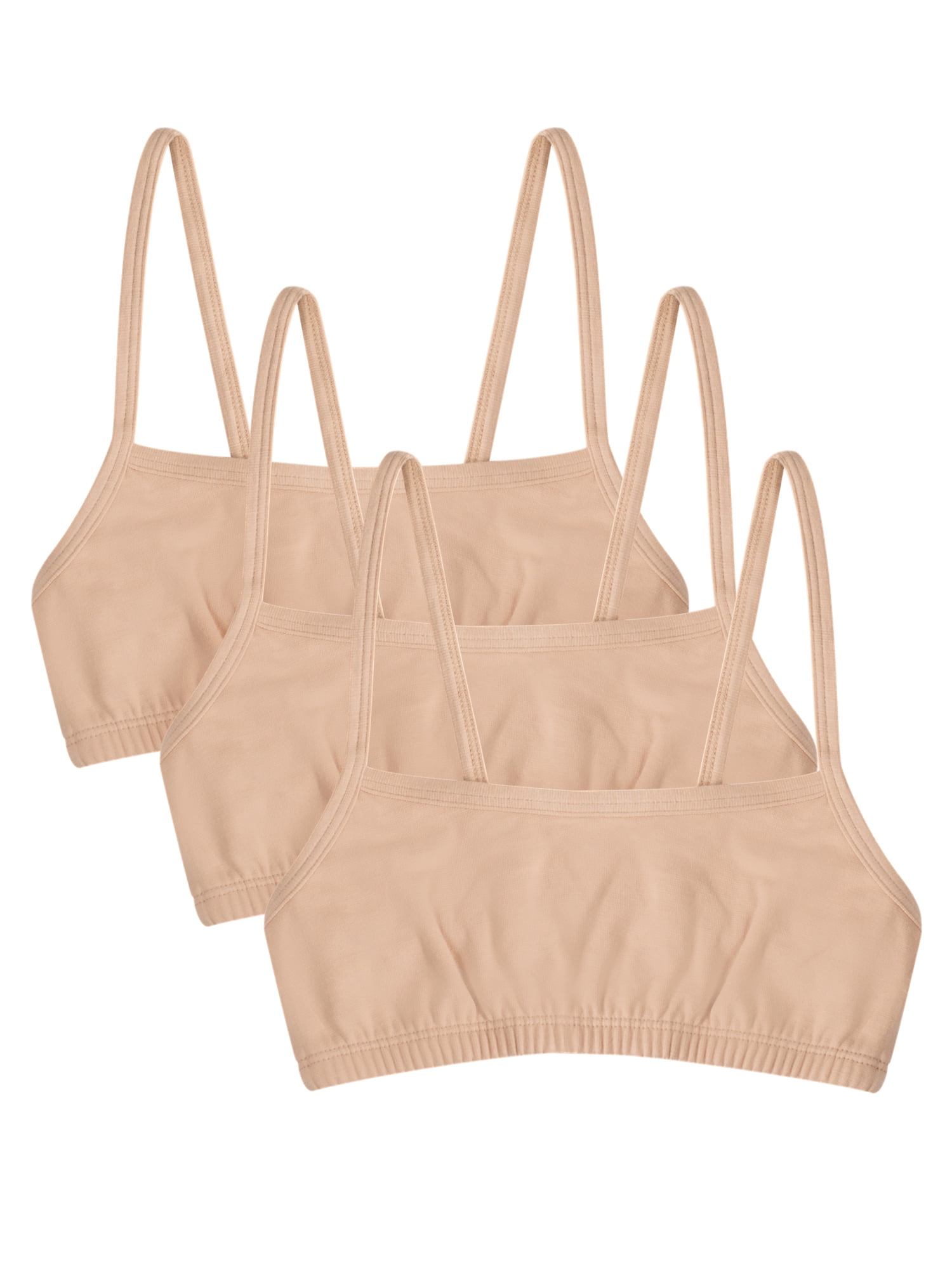 Fruit of the Loom Girls Pull Over Spaghetti Strap Sports Bra 3-Pack ...