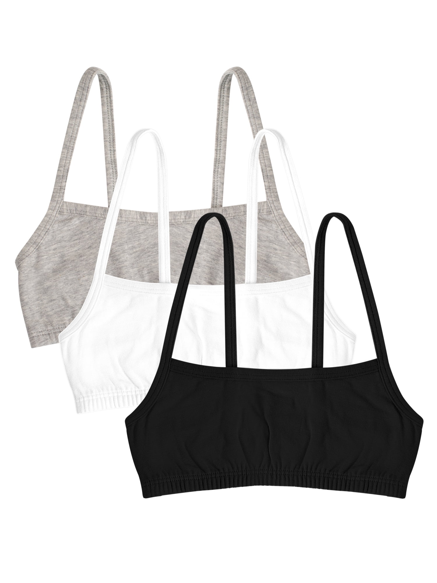 Fruit of the Loom Girls Pull Over Spaghetti Strap Sports Bra 3-Pack ...
