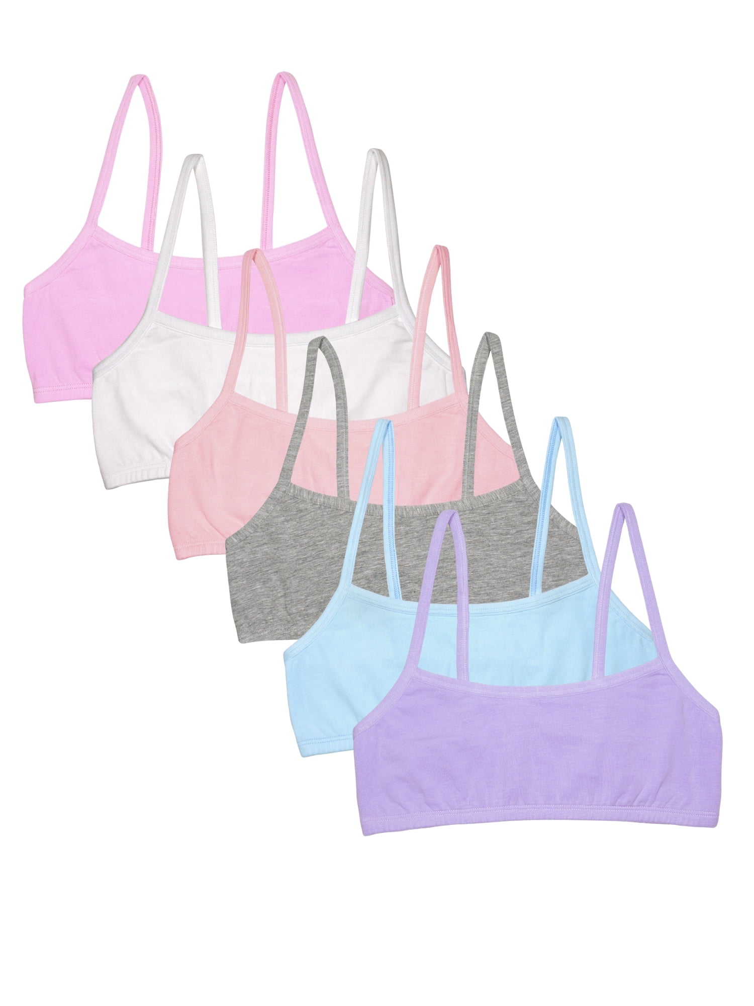 Fruit of the Loom, Girl's Spaghetti Strap Sports Bra, 6-Pack - Walmart.com