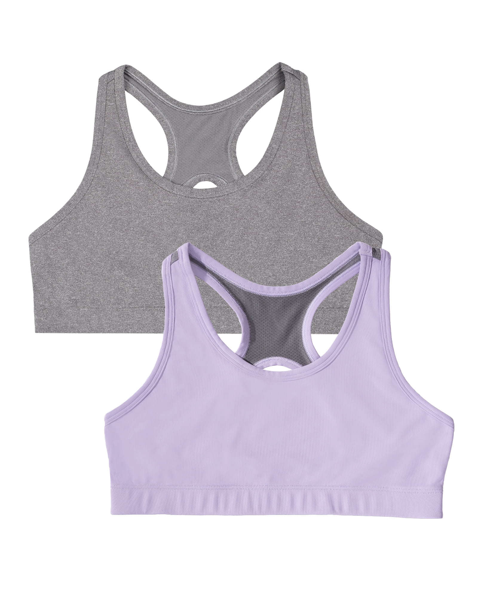Fruit of the Loom Girls Stay Dry Racerback Sports Bra 2 Pack - Walmart.com