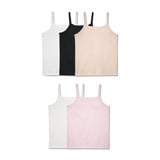 Fruit of the Loom Girls' 5-Pack Spin Cami Tank Tops, Sleeveless Cotton ...