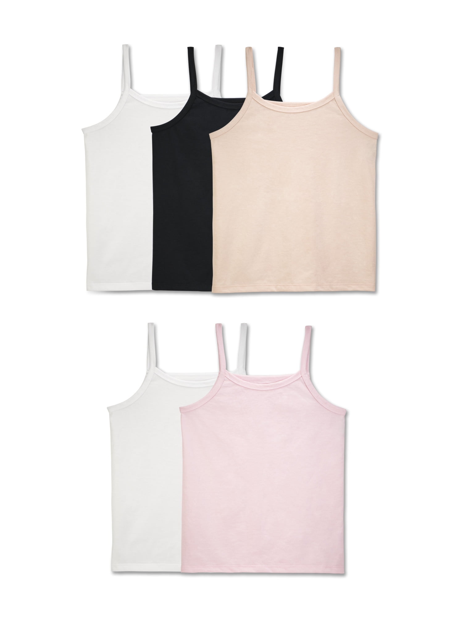 Fruit of the Loom Girls' 5-Pack Camisole, Versatile Spin Cami Tank Tops ...