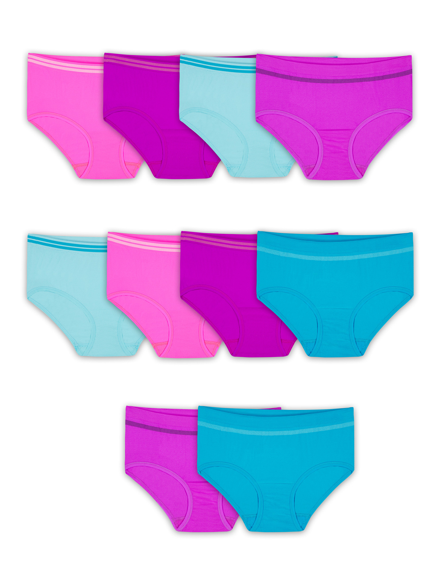 Wonder Nation Fun Basic Girls' Brief Underwear, 10 Pack Panties (Little ...