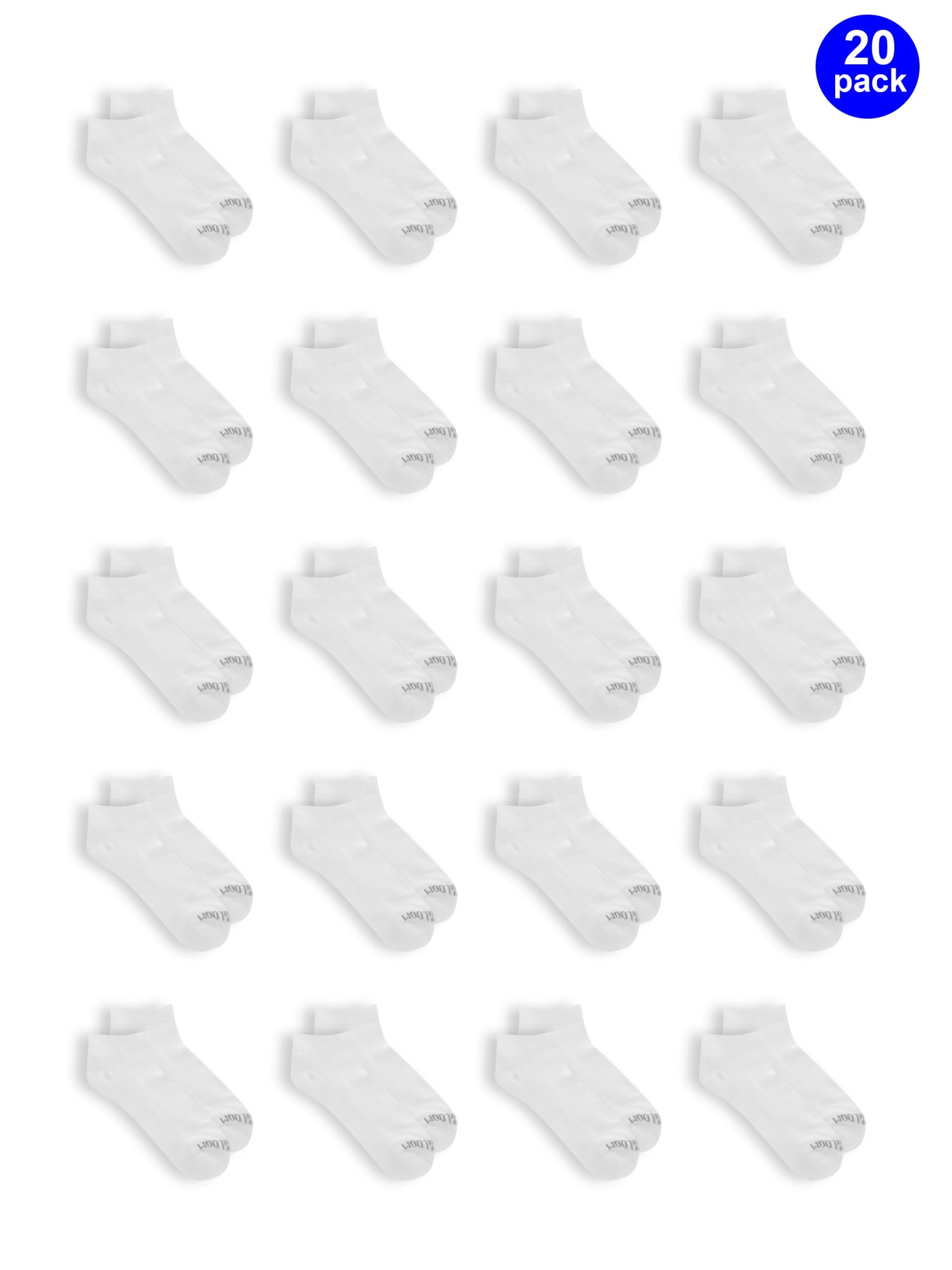 Fruit of the Loom Kids Socks, 20 Pack Low Cut Half Cushion (Little Kids ...