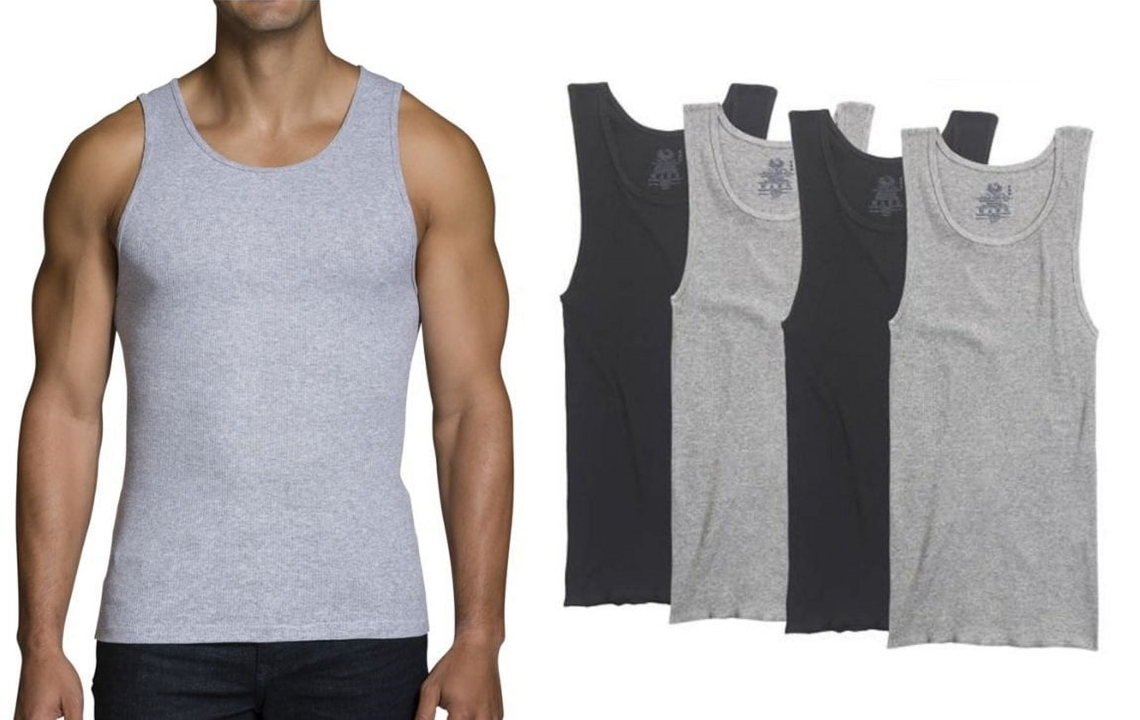 Fruit of the Loom Men's 100% Cotton A-Shirts Tank Tops Undershirts ...