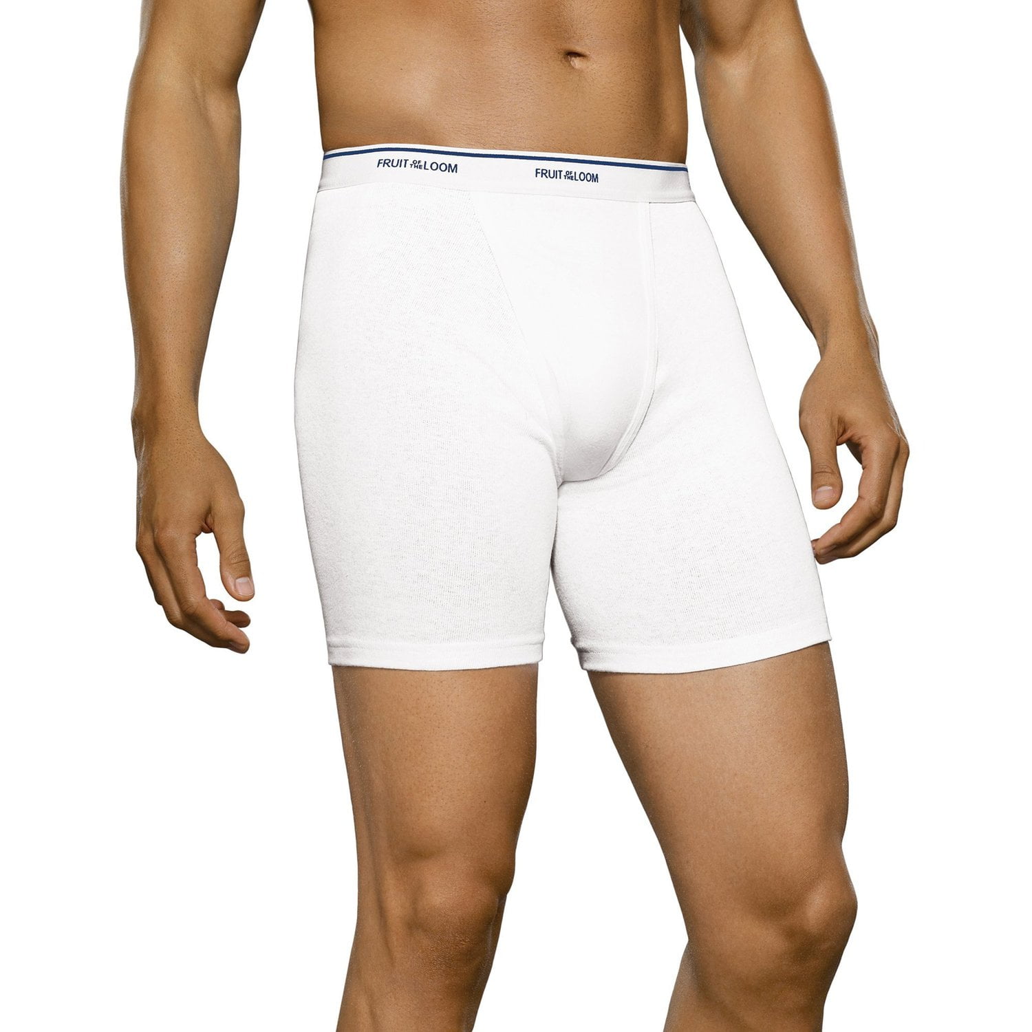 Fruit of the Loom, Men's 3-Pack White Cotton Boxer Briefs, Large ...