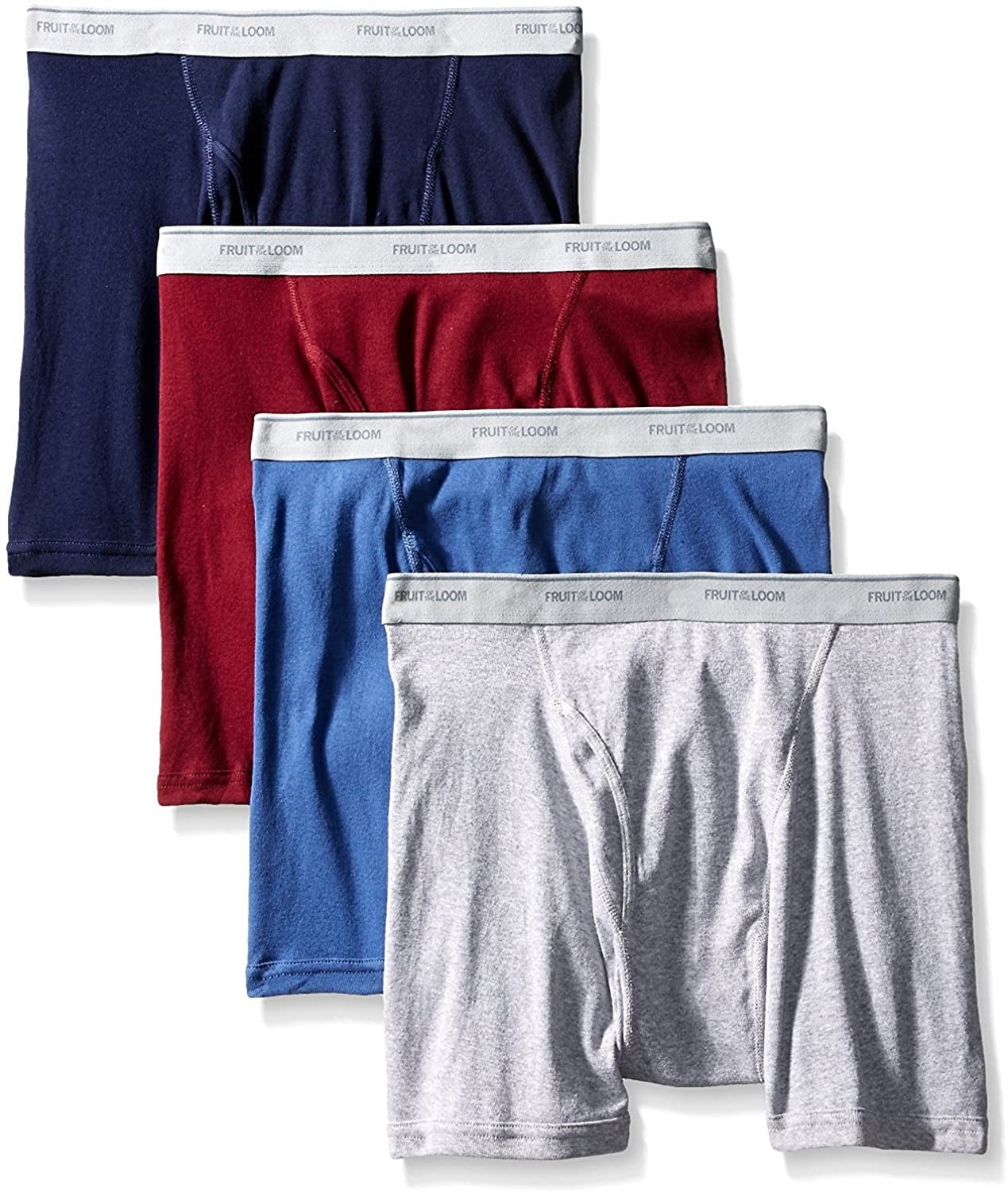 Fruit of the Loom Men's 4 Pack Traditional Fly Boxer Briefs Solids ...