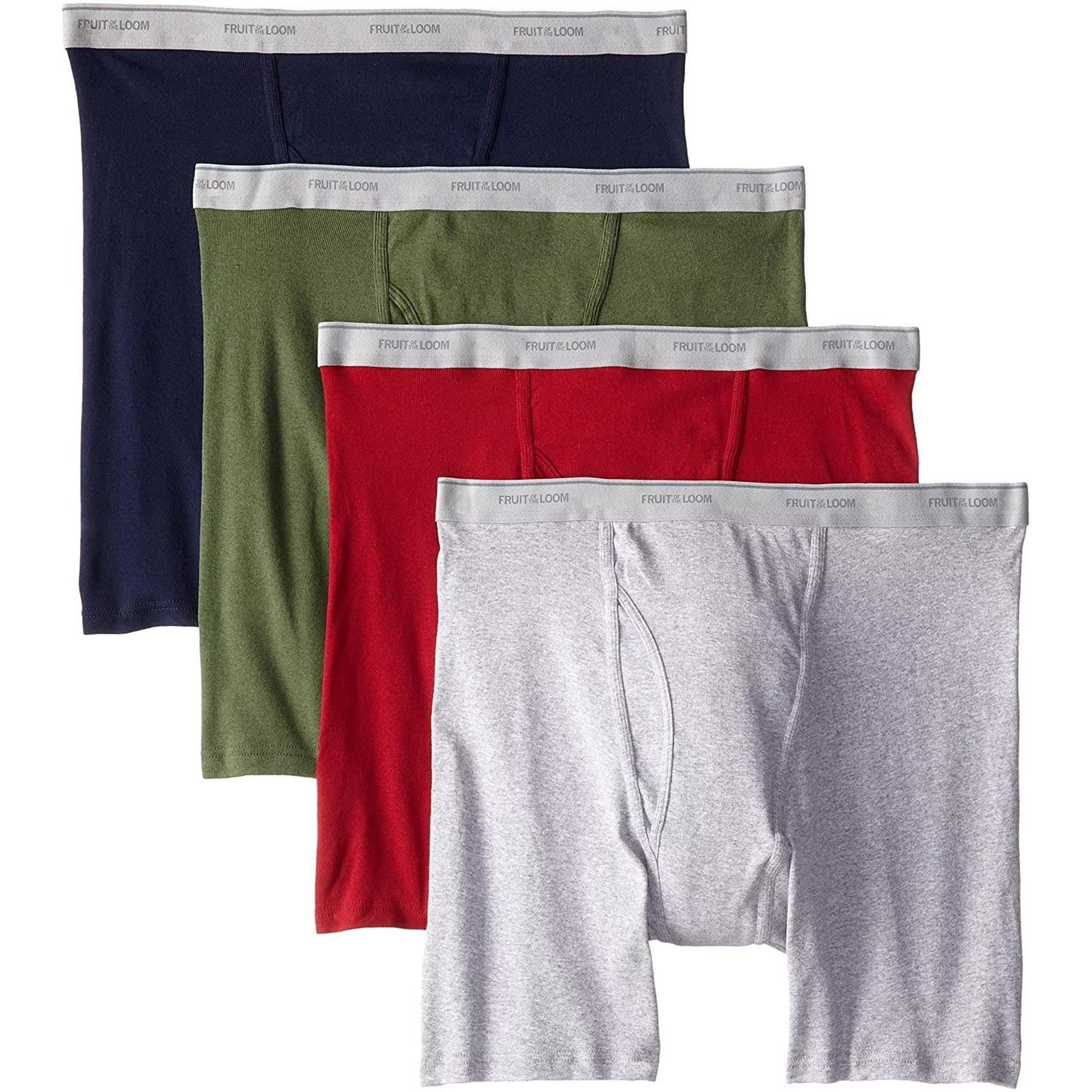 Fruit of the Loom Men's 4 Pack Traditional Fly Boxer Briefs Solids ...