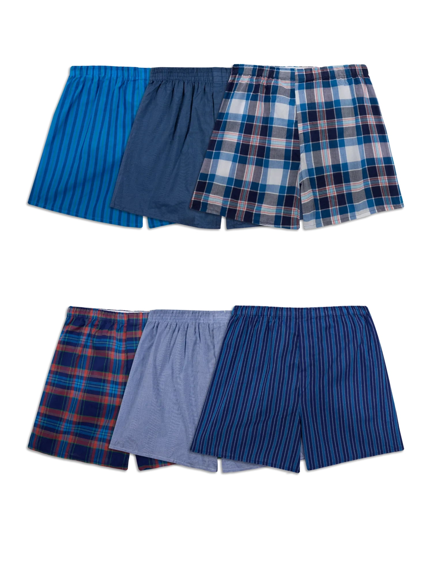 Fruit of the Loom Men's Tartan Woven Boxers, 6-Pack, Soft Cotton Blend ...
