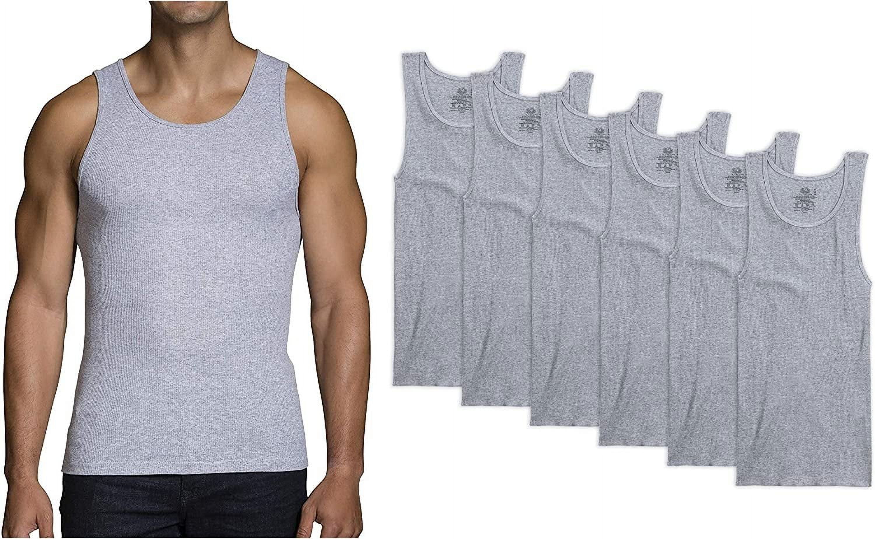 Fruit of the Loom Men's Ashirts Tanks Cotton Blend 6-Pack Heather Gray ...