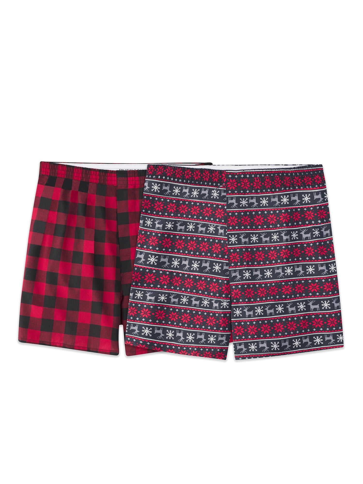 Fruit of the Loom Men's Christmas Holiday Woven Boxers, 2-Pack ...