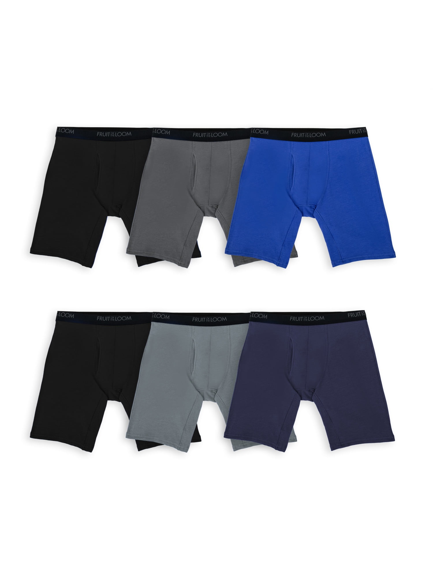 Fruit of the Loom Men's Cotton Stretch Long Leg Boxer Briefs, 6-Pack ...