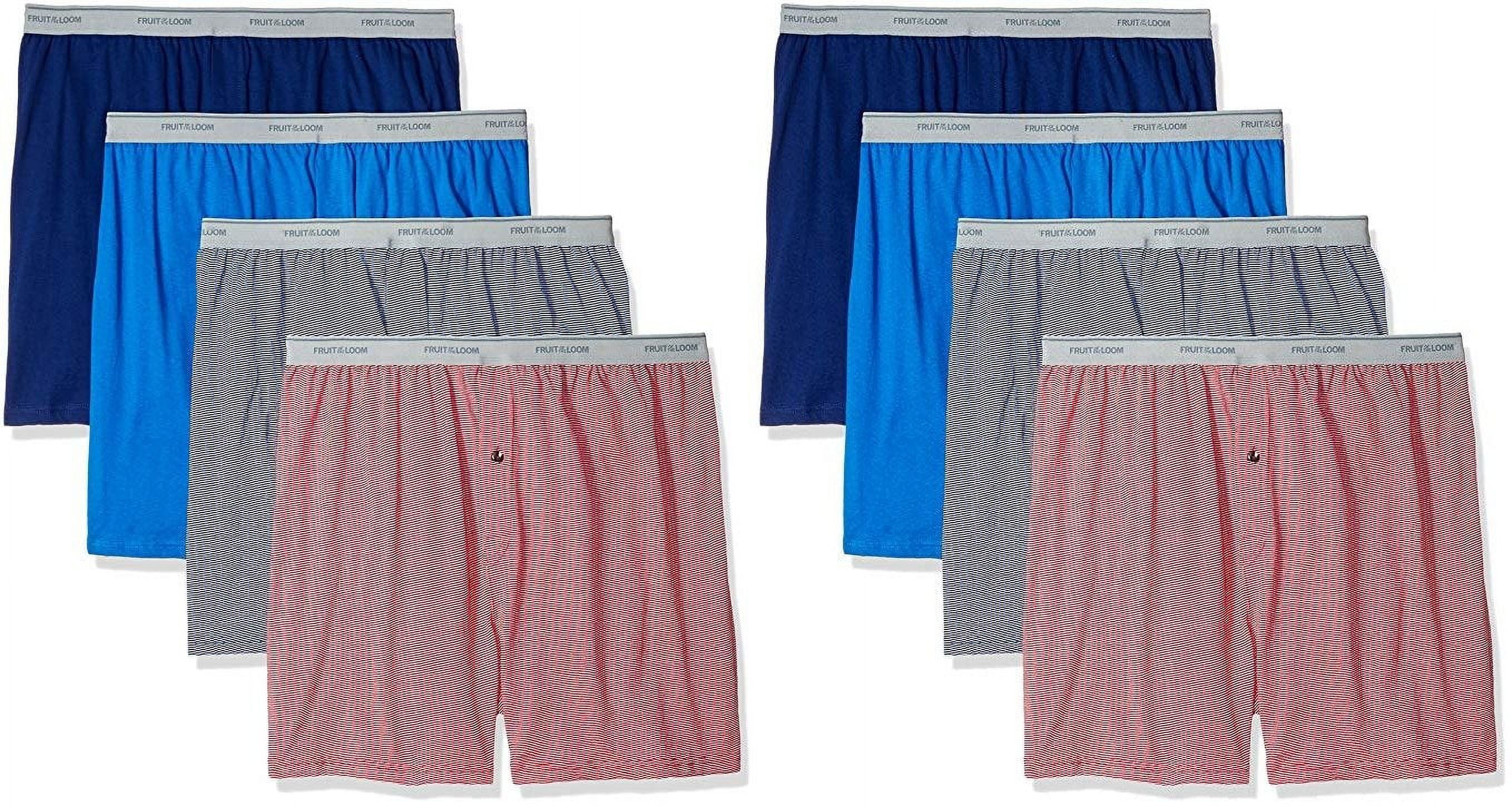 Fruit of the Loom Men's Knit Boxers, Soft Stretch Waistband, Button Fly ...