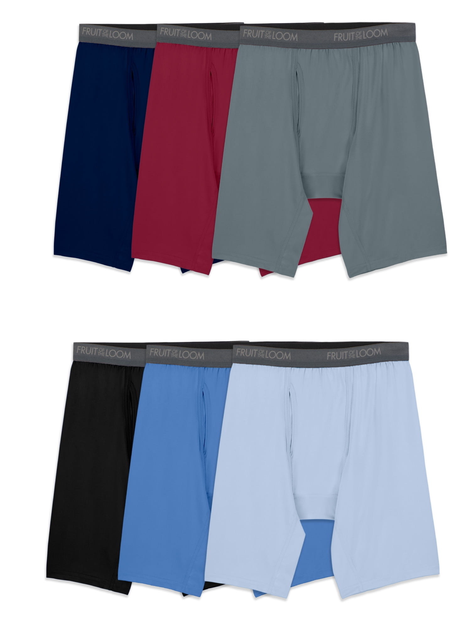 Fruit of the Loom Men's Micro-Stretch Long Leg Boxer Briefs, 6-Pack ...