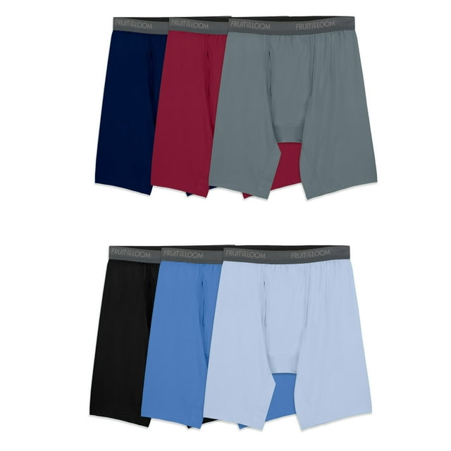 Fruit of the Loom Men's Micro-Stretch Long Leg Boxer Briefs, 6-Pack ...