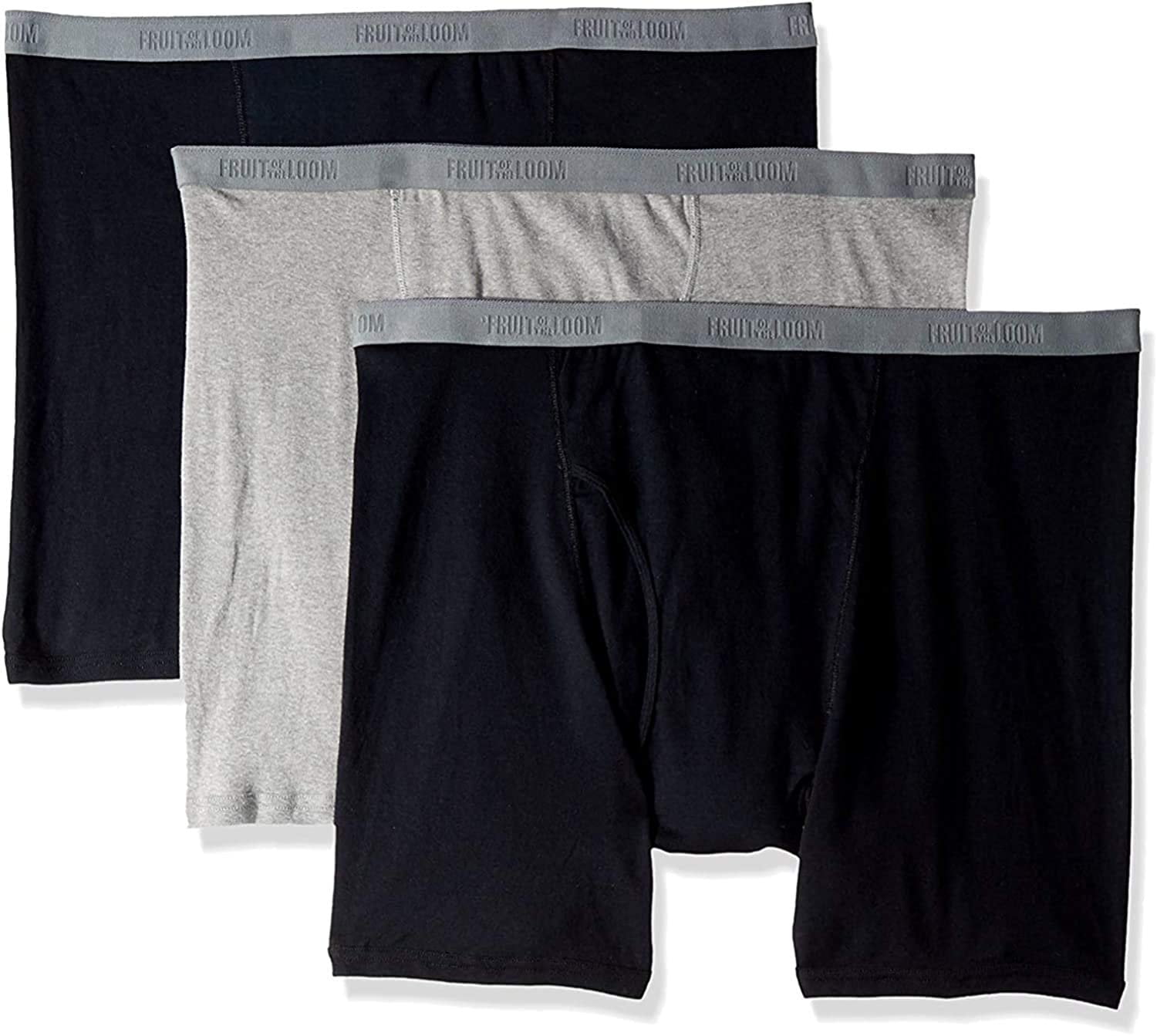 Fruit of the Loom Men's No Ride Up Traditional Fly Boxer Briefs ...