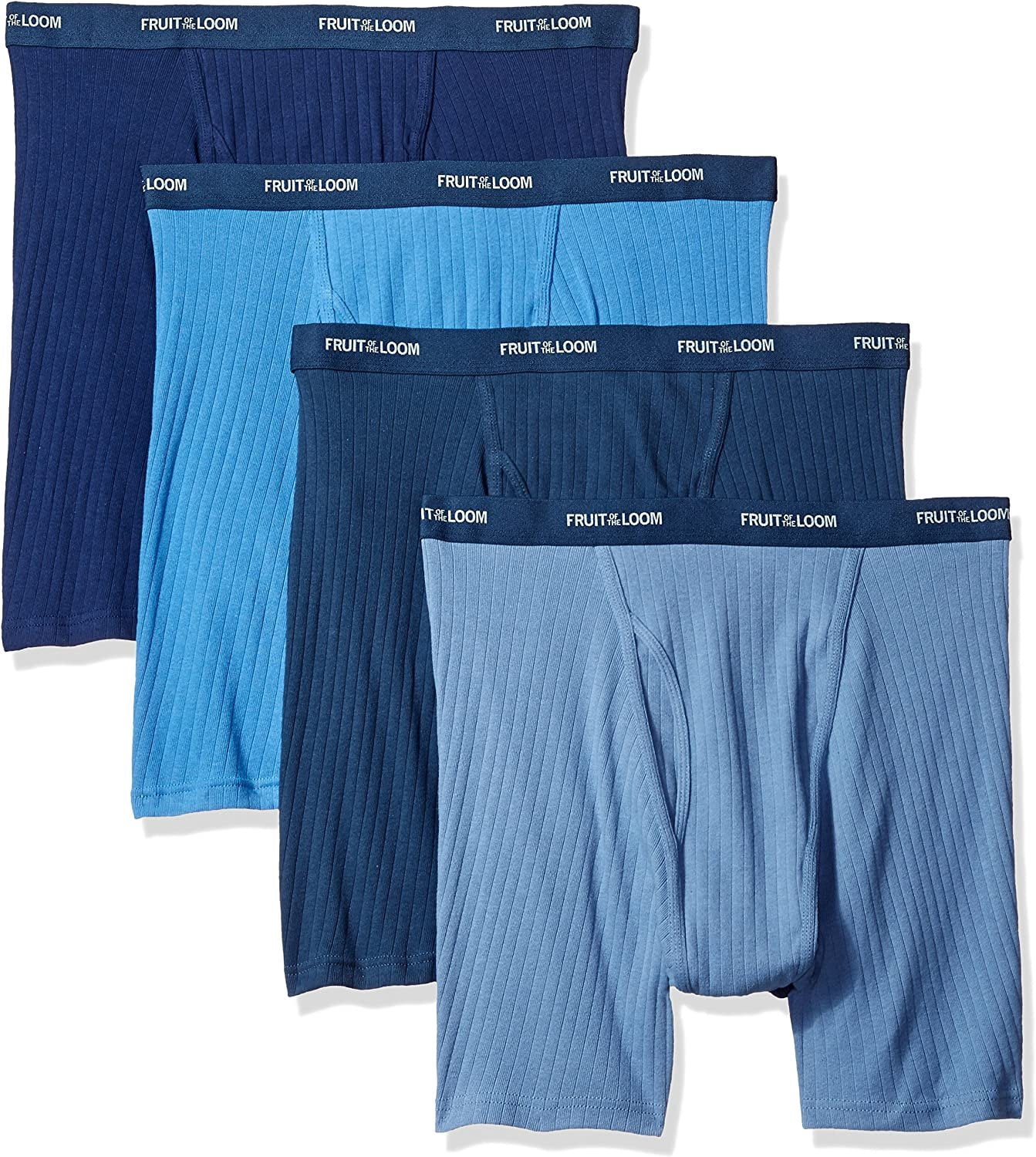 Fruit of the Loom Men's No Ride Up Traditional Fly Boxer Briefs Ribbed ...