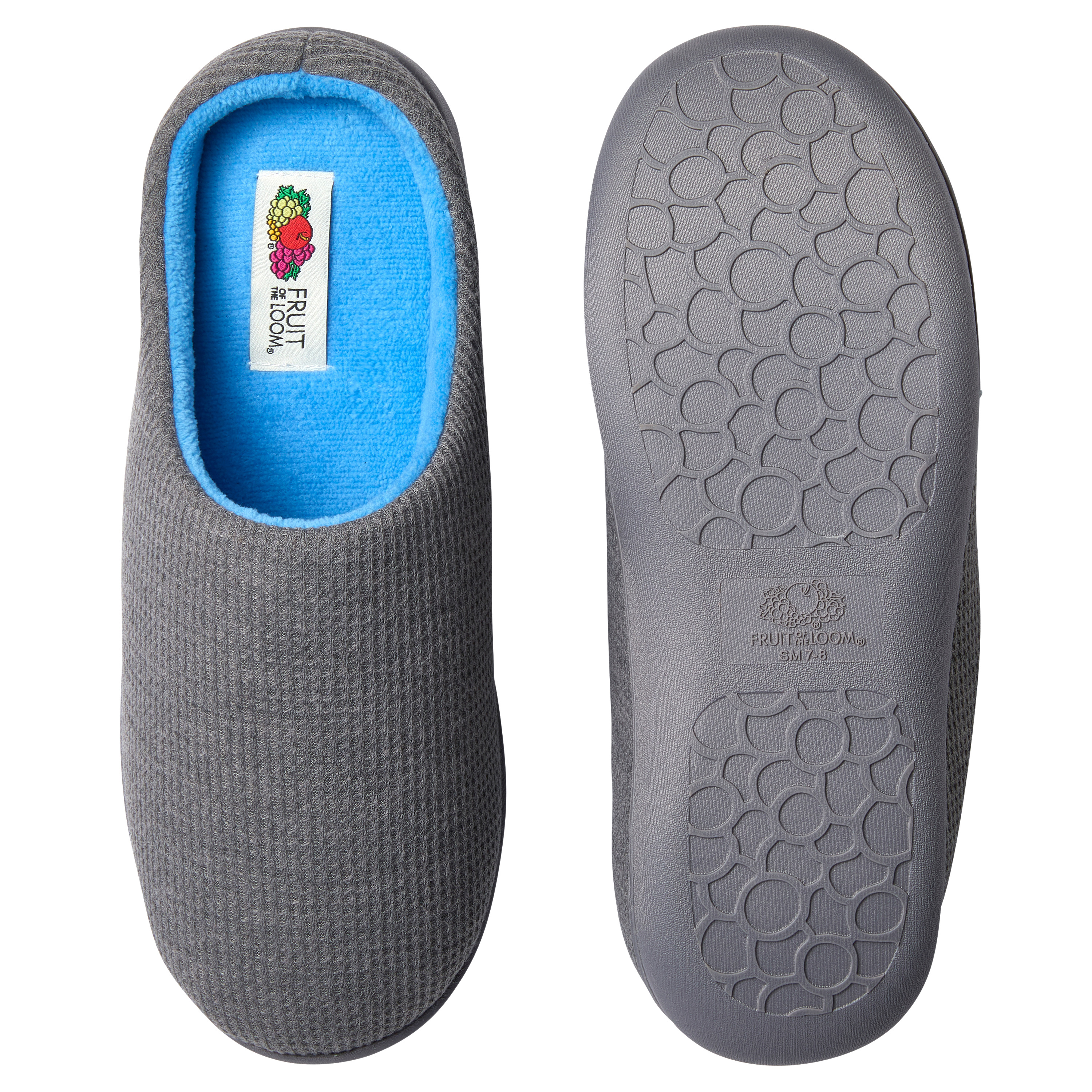 Fruit of the Loom Men's Ribbed Jersey Clog - Grey/Blue - Walmart.com