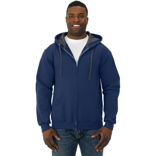 Fruit of the Loom Men's Sofspun Fleece Hoodie, Full Zip-Navy, XX-Large - Walmart.com