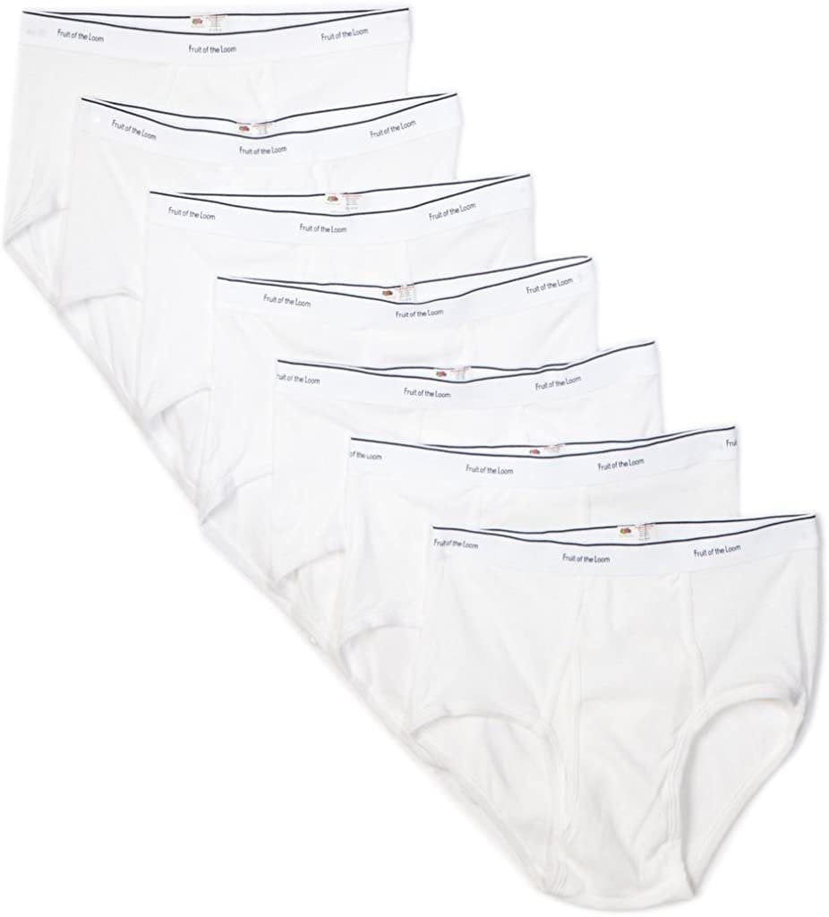 Fruit of the Loom Men's Cotton White Briefs, 7 Pack, Moisture Wicking ...