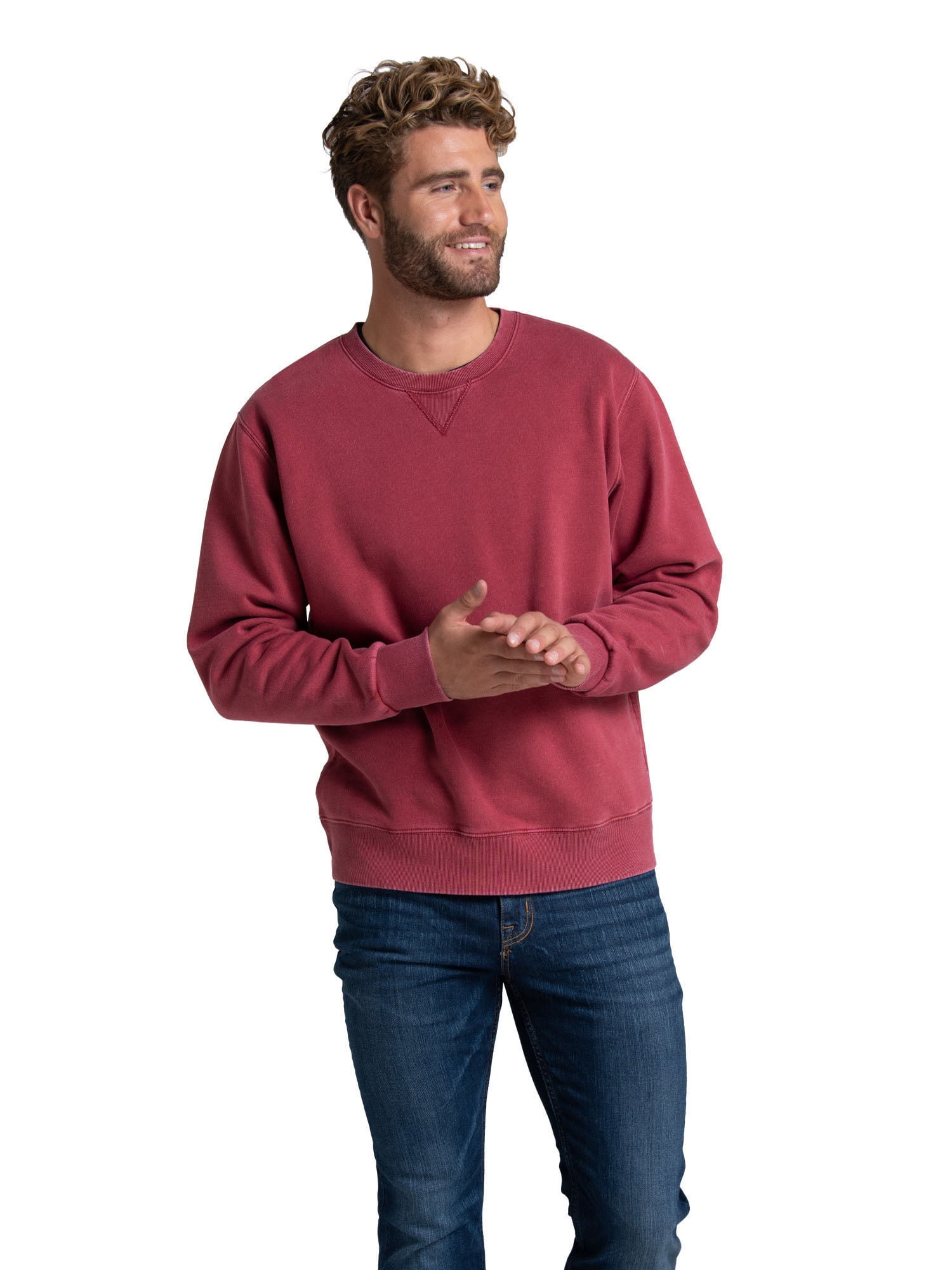 Fruit of the Loom Men's Ultra-Soft Garment Dyed Crew Sweatshirt, Sizes S - 2XL - Walmart.com