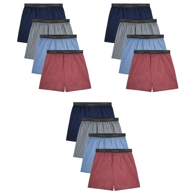 Fruit of the Loom Mens Boxers 12-Pack Relaxed Fit Plaids/Stripes ...