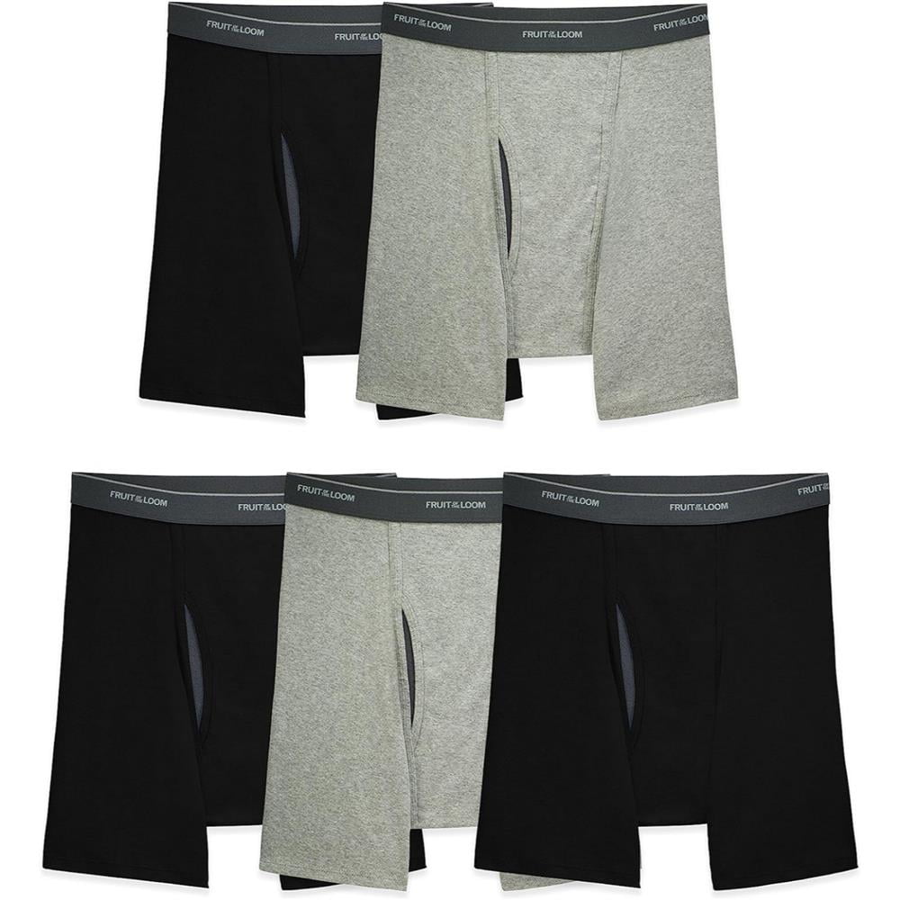 Fruit of the Loom Mens Coolzone Fly Boxer Briefs, 5-Pack (Black/Grey ...